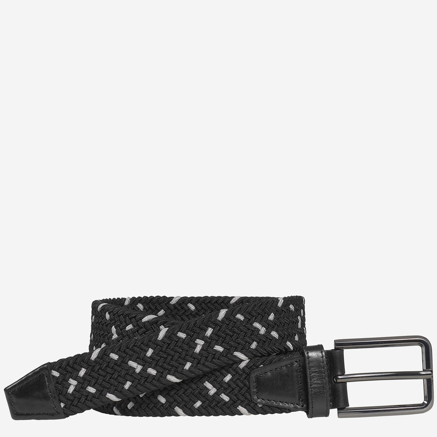 Men's Woven Stretch-Knit Belt in Black/Gray | Johnston & Murphy