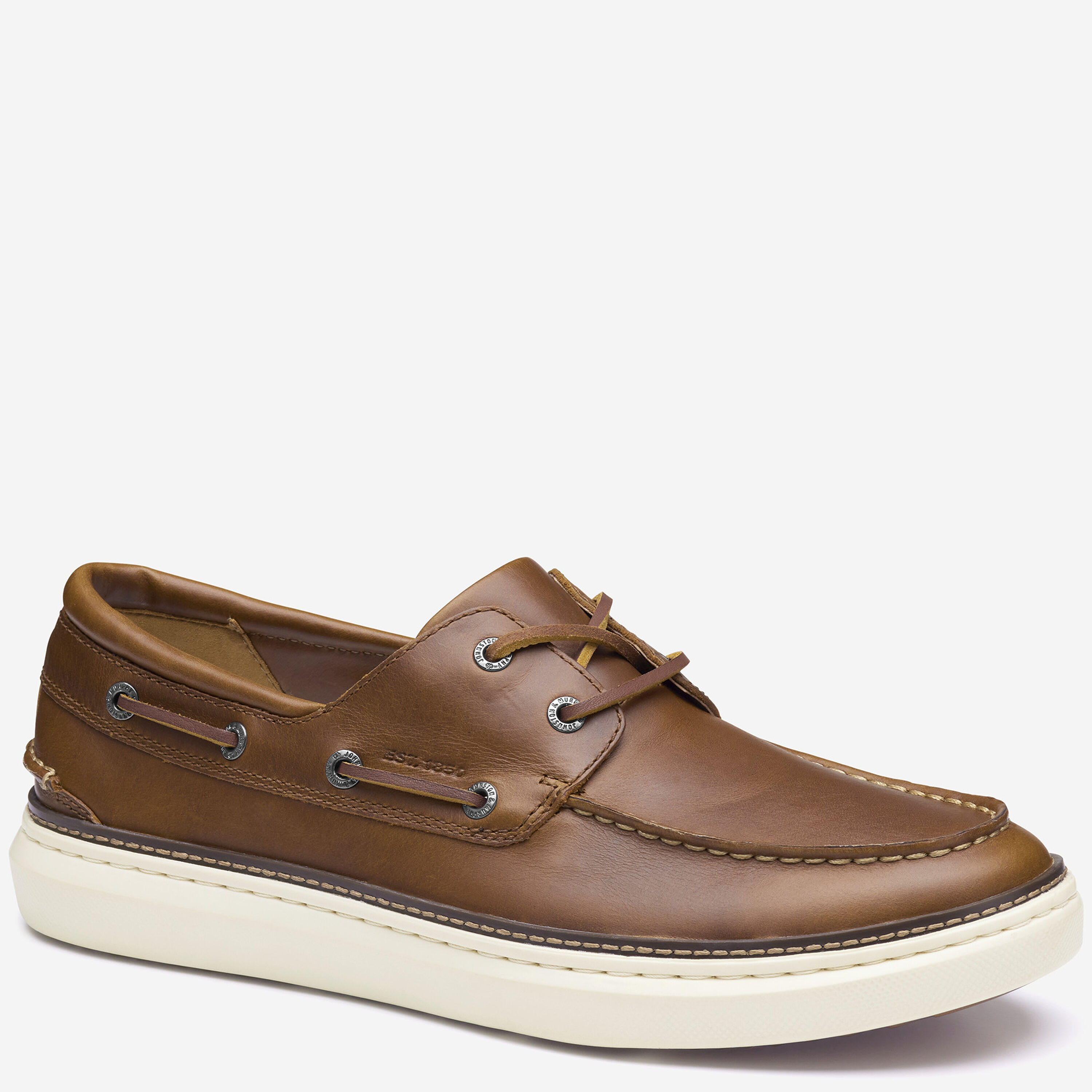 Men's McGuffey 2 Boat Shoe in Tan Full-Grain Leather | Johnston & Murphy