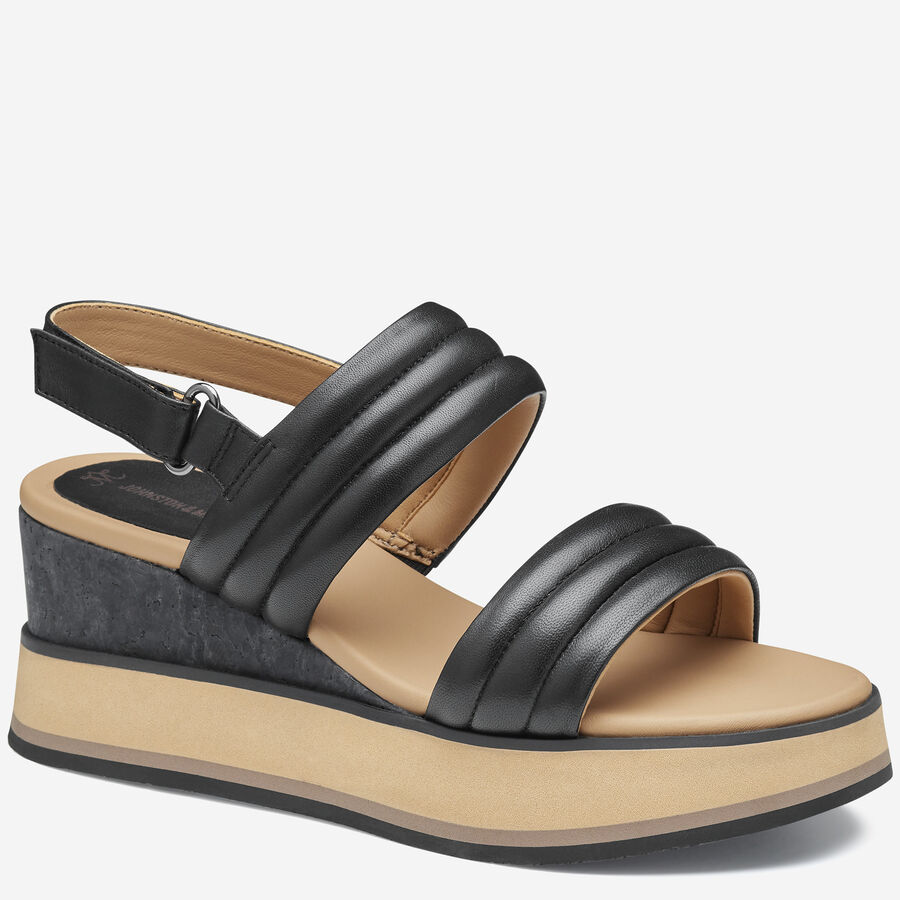 Women's Colleen Double-Band Sandal in Black Glove Leather | Johnston ...