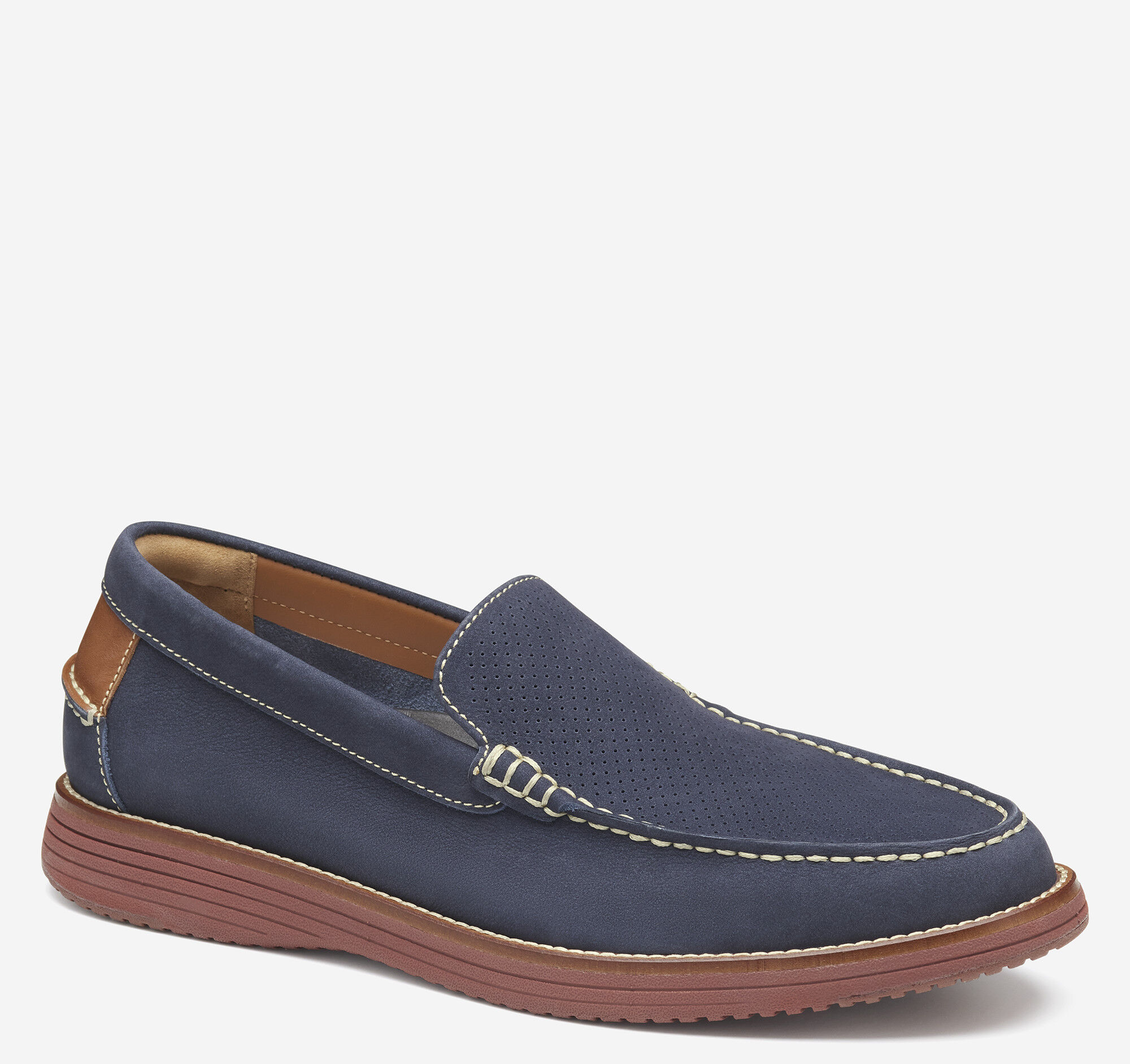 Men's Upton Perfed Venetian Loafer in Navy Nubuck | Johnston & Murphy