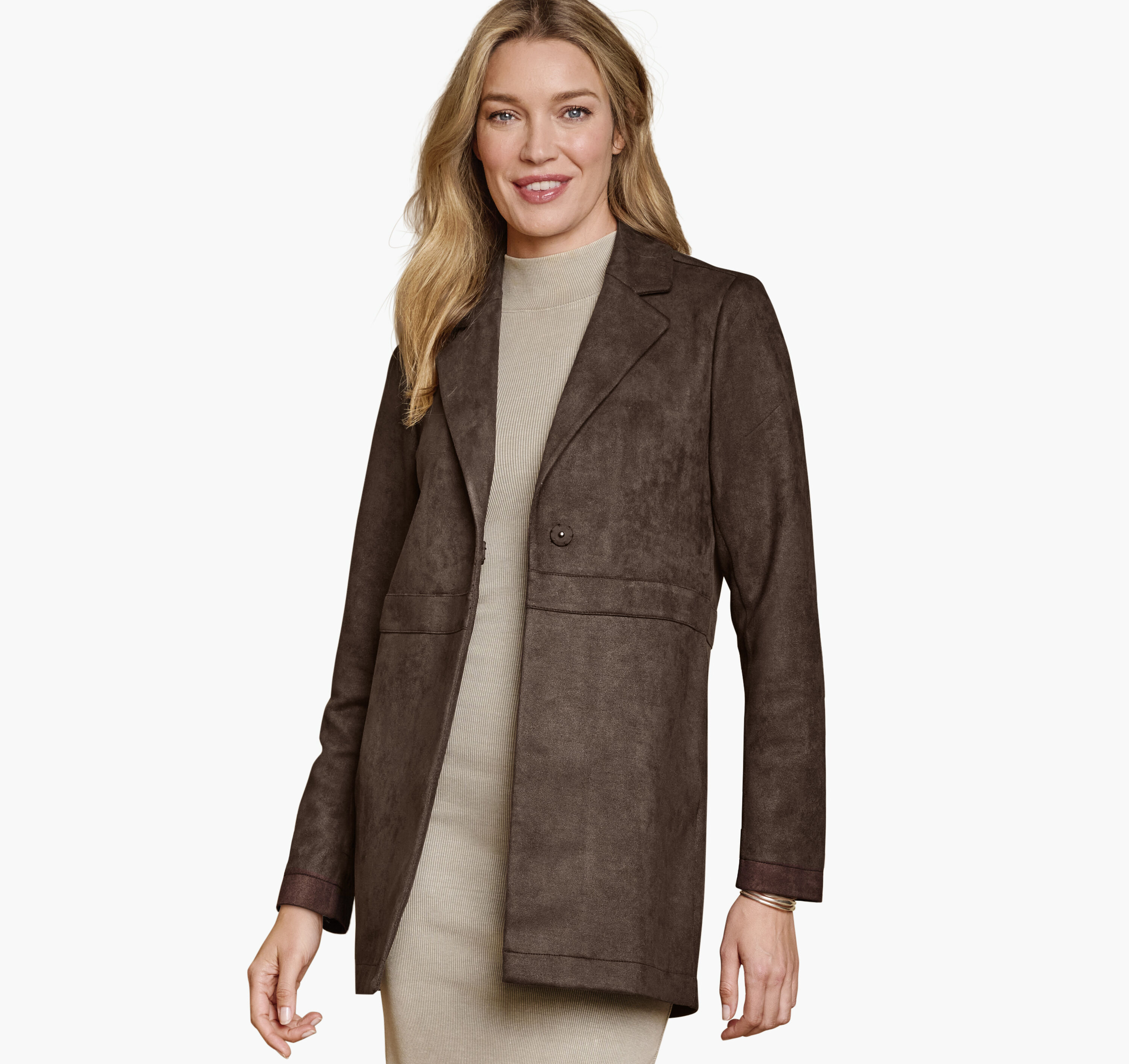 Women's Faux-Suede Long Blazer | Johnston & Murphy