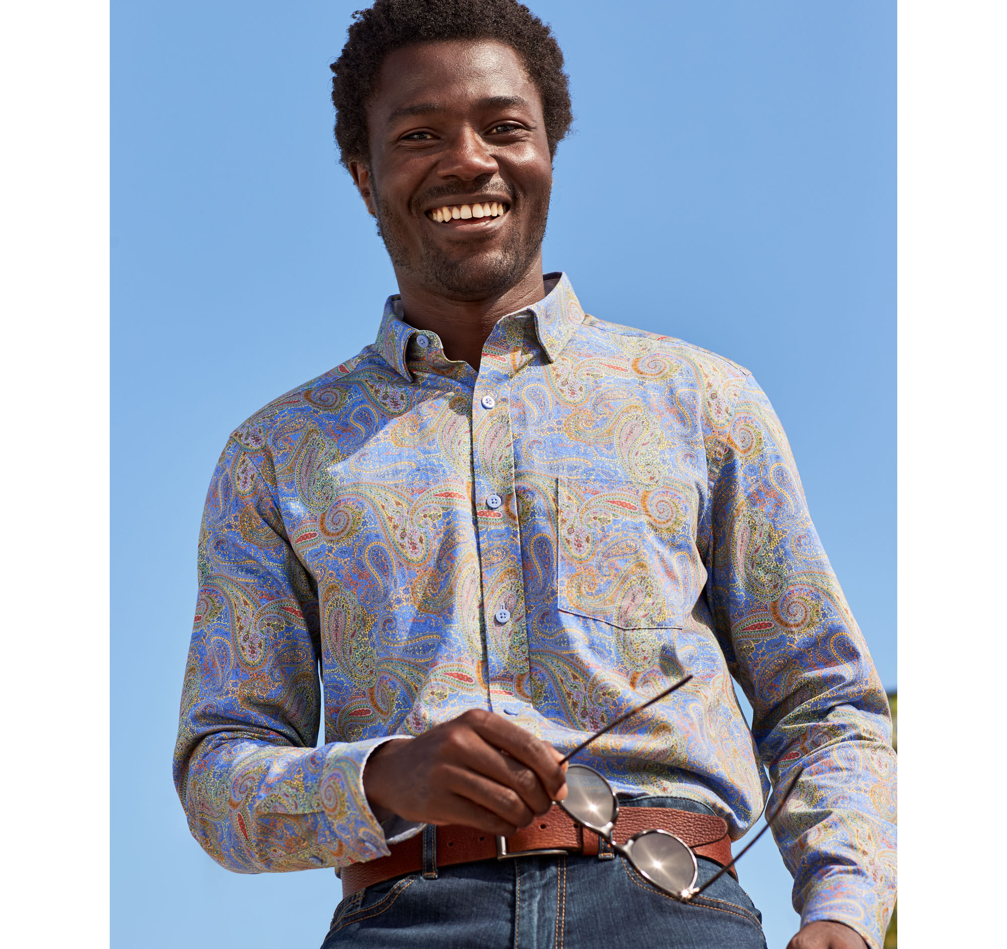 Men's Printed Cotton Shirt | Johnston & Murphy