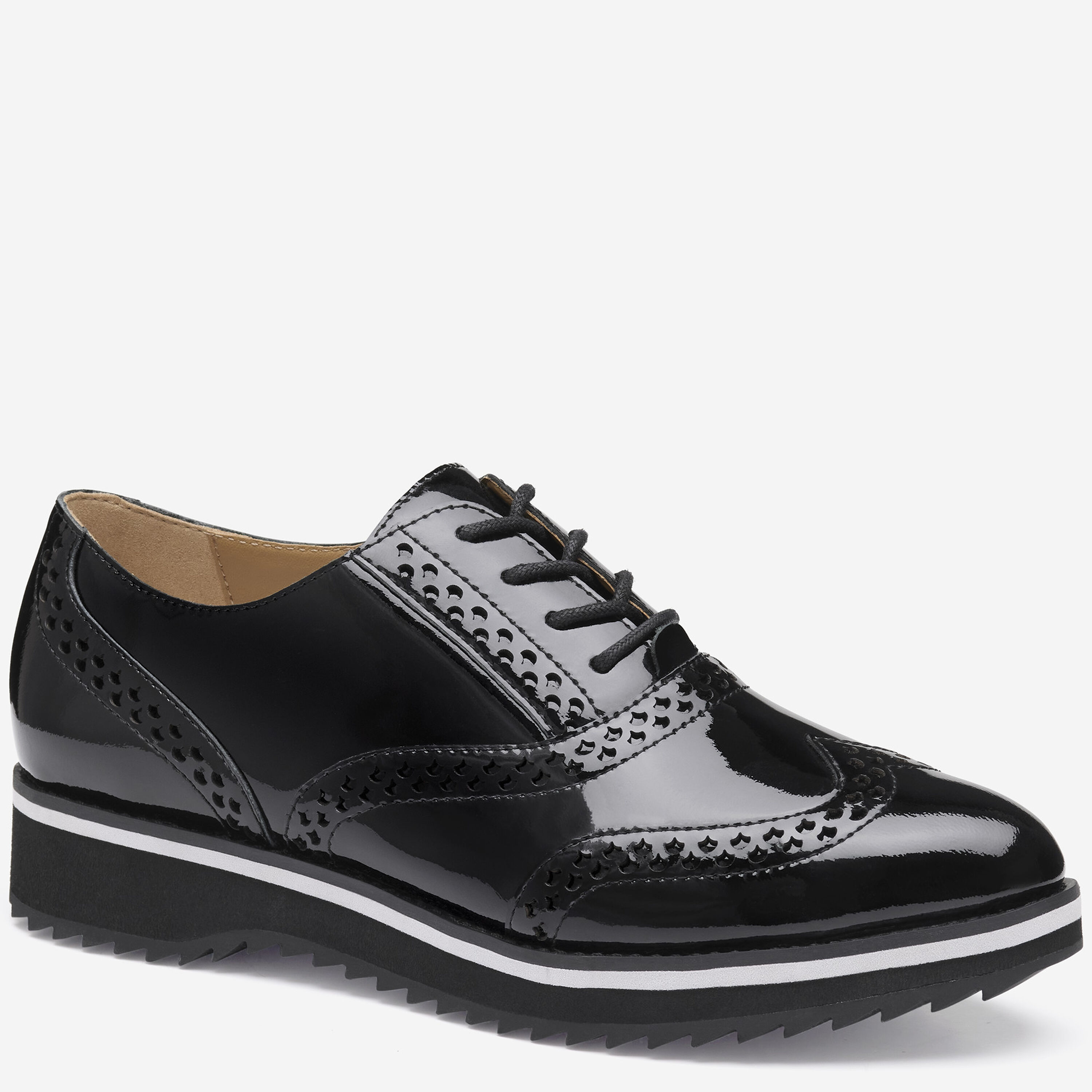 Women's Ulyssa Wingtip in Black Patent Leather | Johnston & Murphy