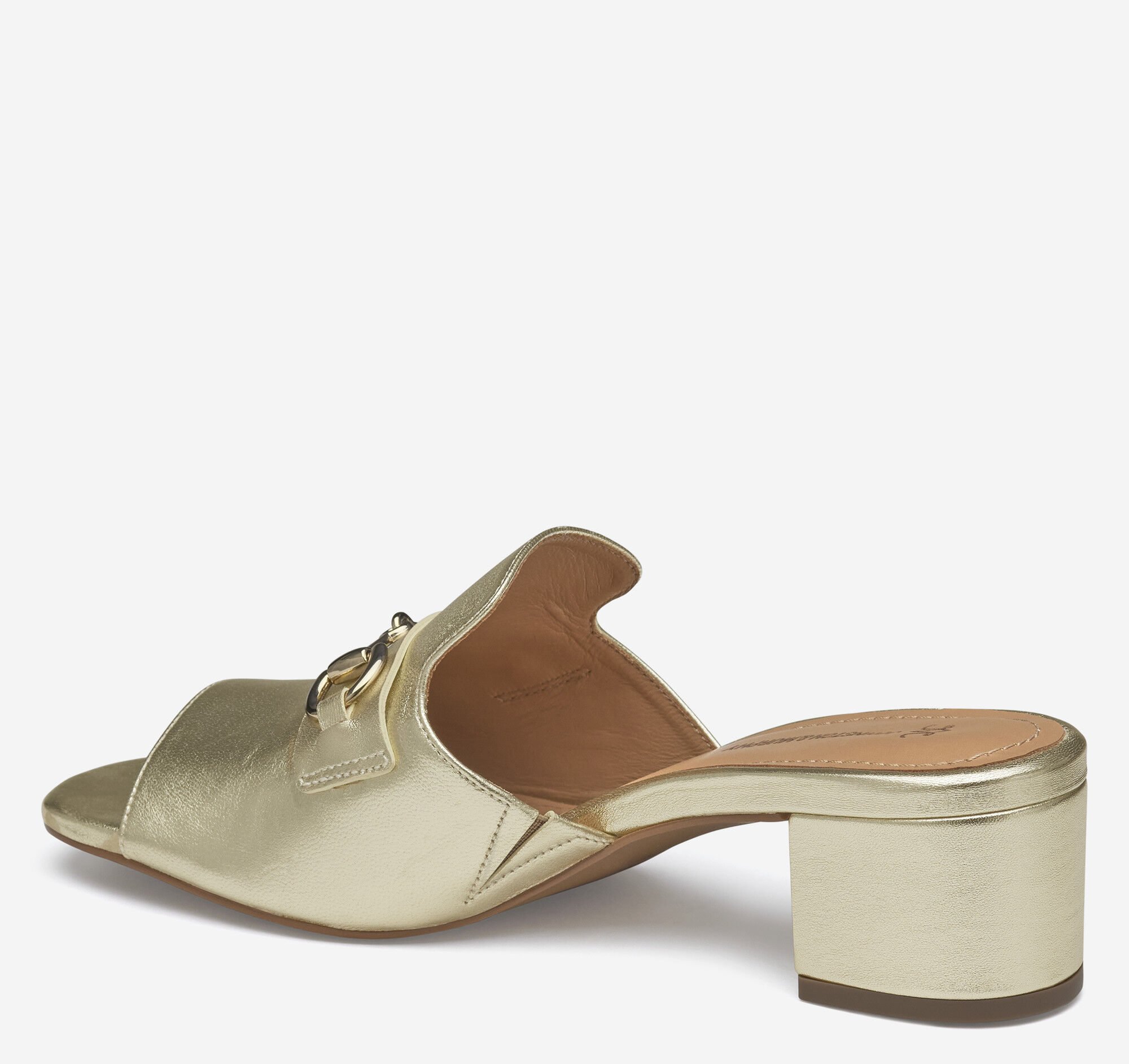 Women's Edith Bit Slide in Gold Metallic Sheepskin | Johnston & Murphy