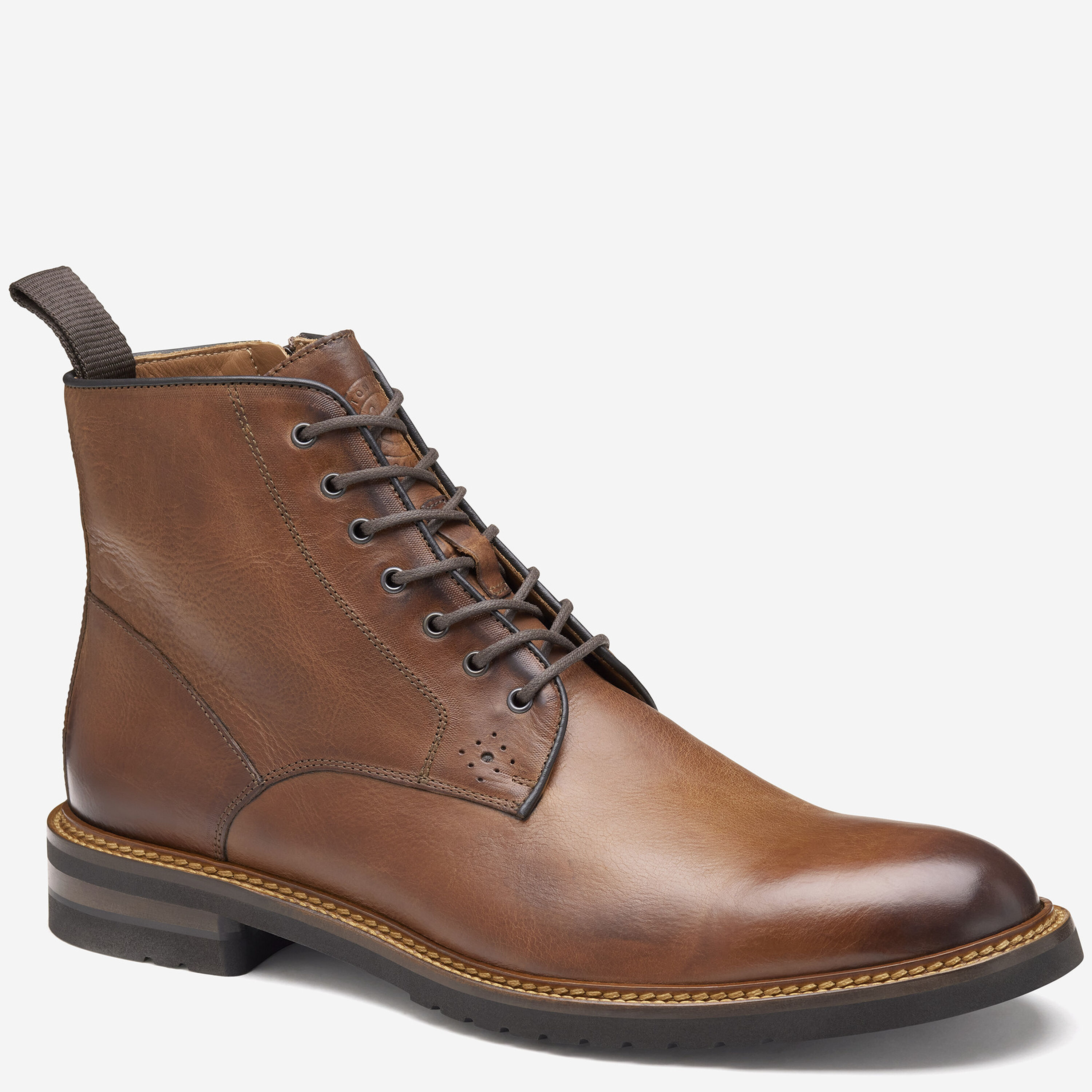 Men's Hartford Plain Toe Boot in Tan Italian Calfskin | Johnston & Murphy