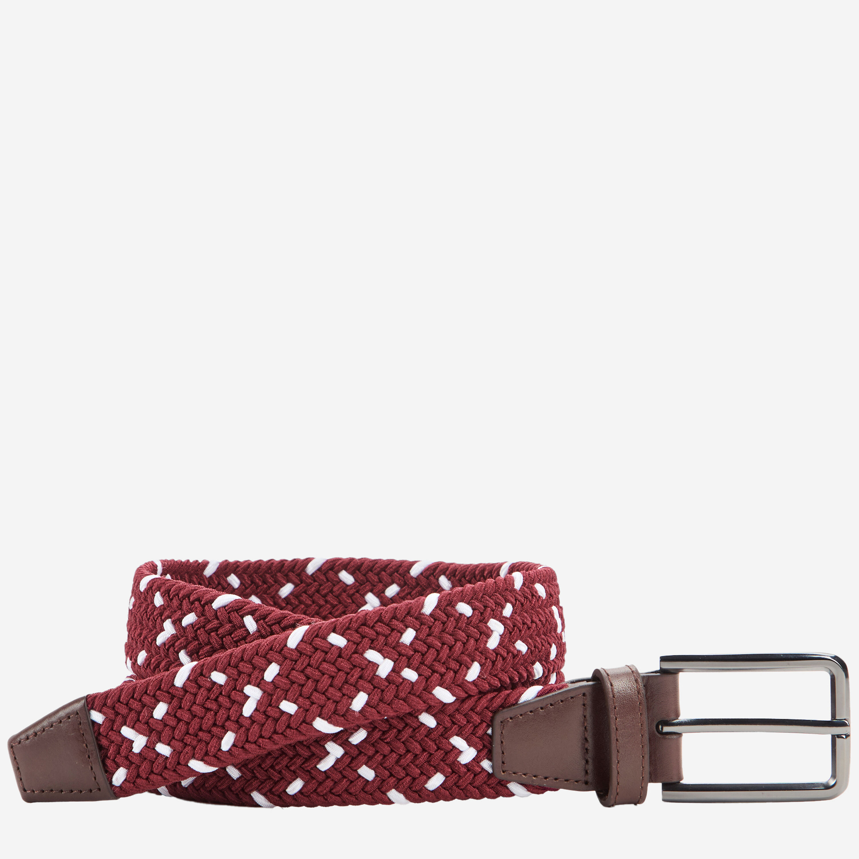 Men's Game Day Woven Stretch-Knit Belt in Burgundy | Johnston & Murphy