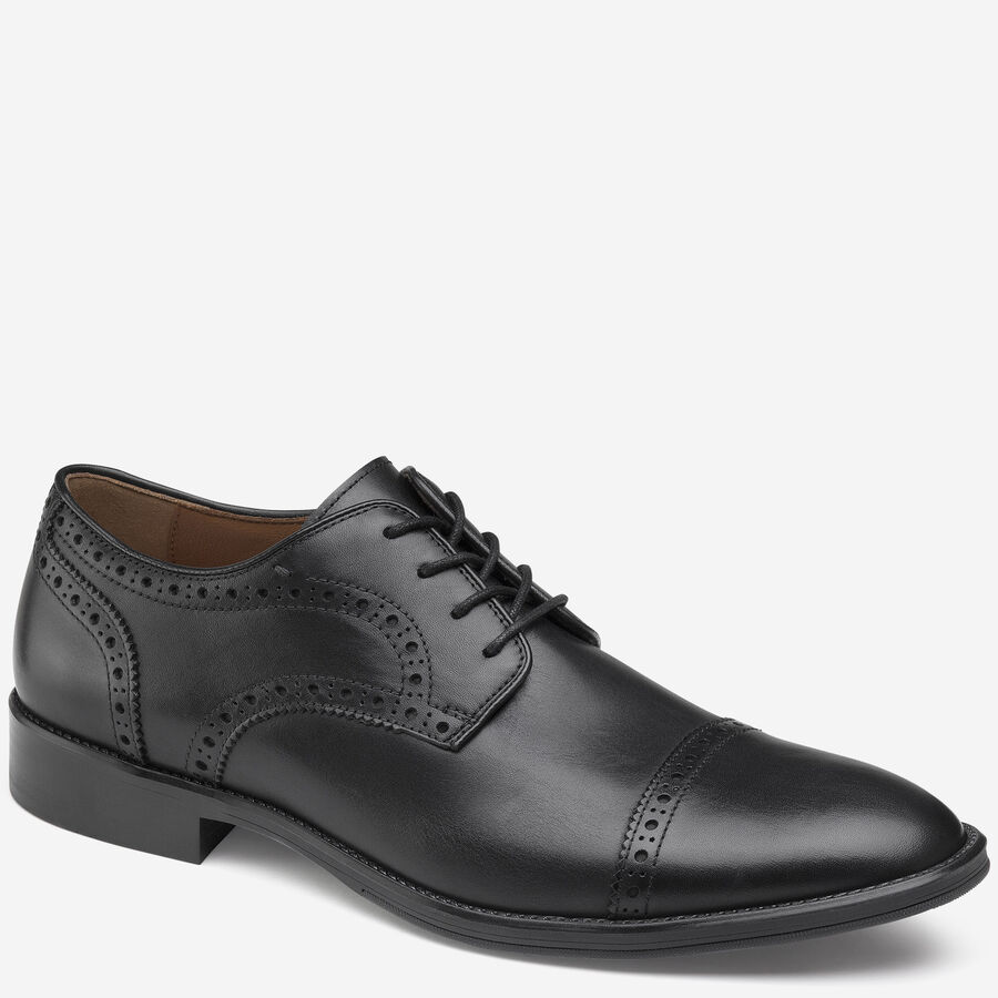 Men's Henrick Cap Toe in Black Full Grain | Johnston & Murphy
