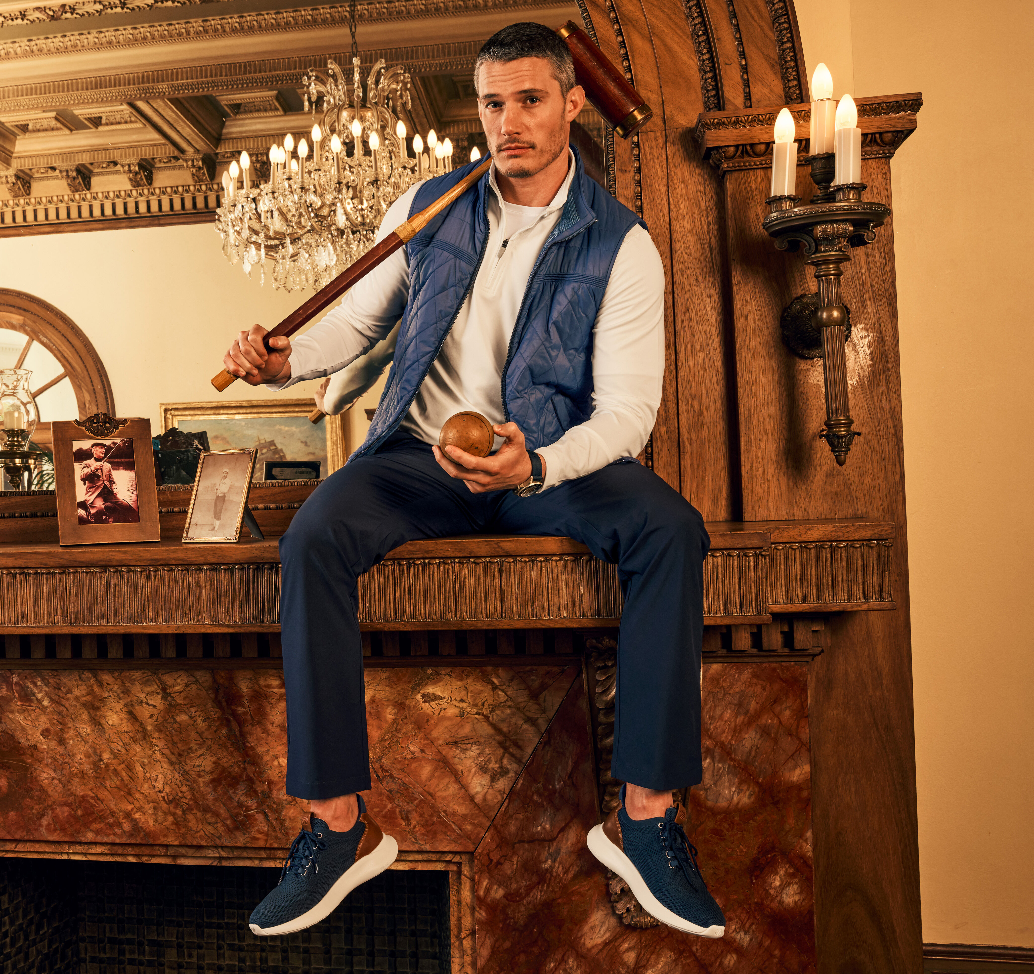 Men's Amherst 2.0 Knit Plain Toe in Navy Knit | Johnston & Murphy