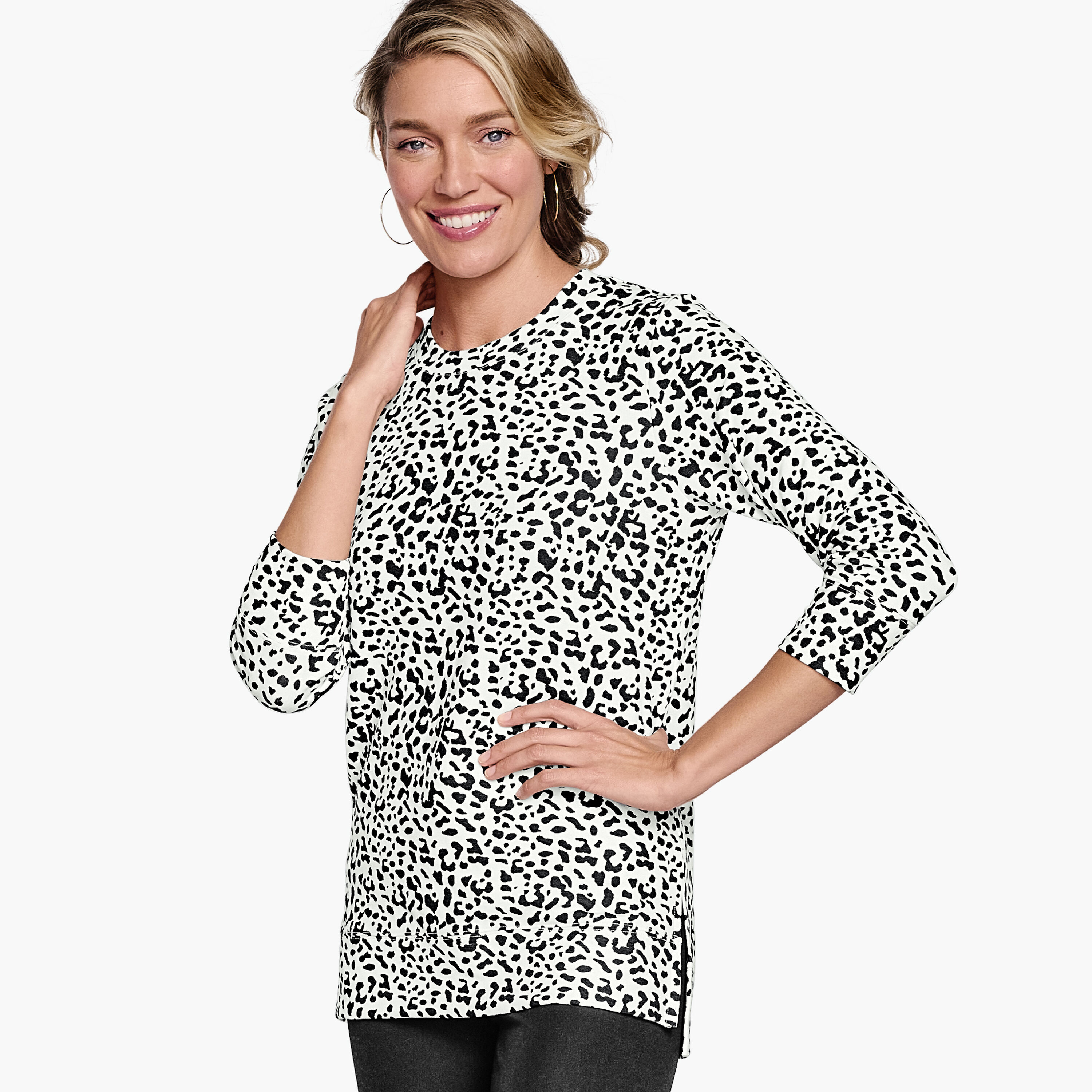 Women's Side-Slit Pullover in Animal Print | Johnston & Murphy