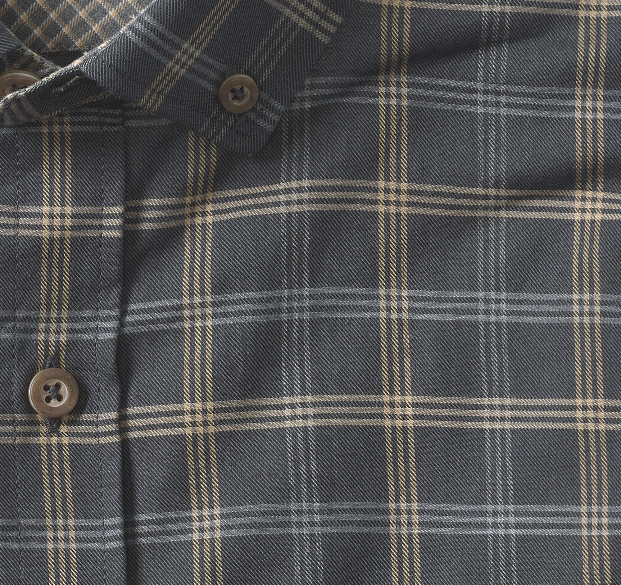 Men's Heathered Woven Shirt in Charcoal/Tan Triple Grid Check