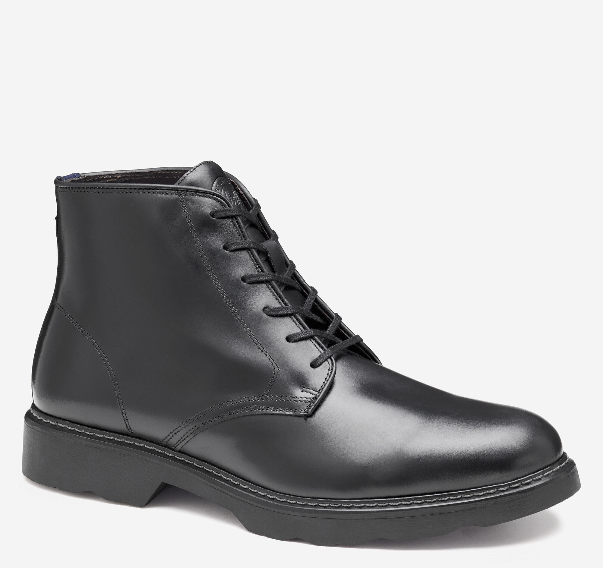 Men's Huxley Plain Toe Derby Boot in Black European Calfskin