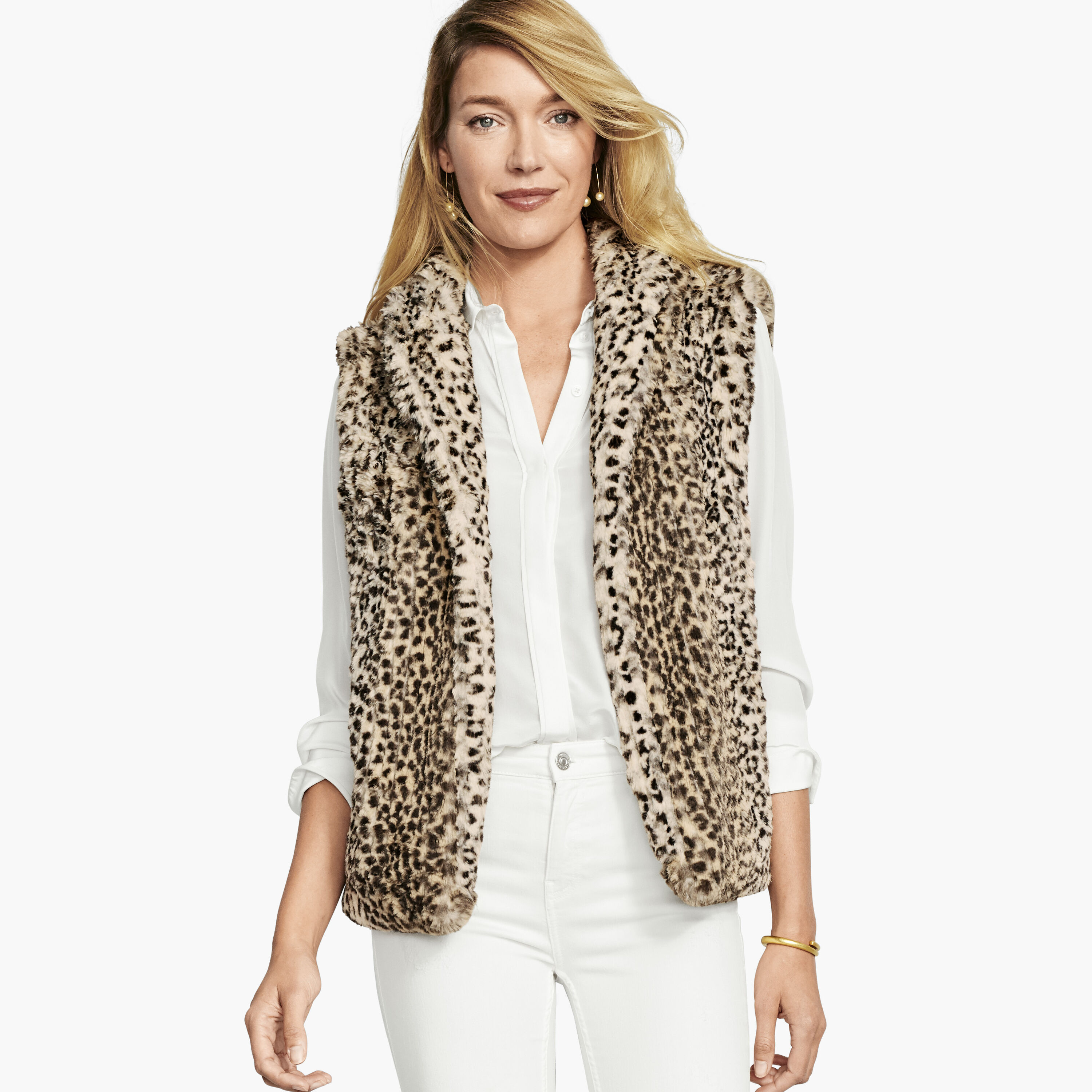 Women's Faux-Fur Leopard Vest in Brown Multi | Johnston & Murphy