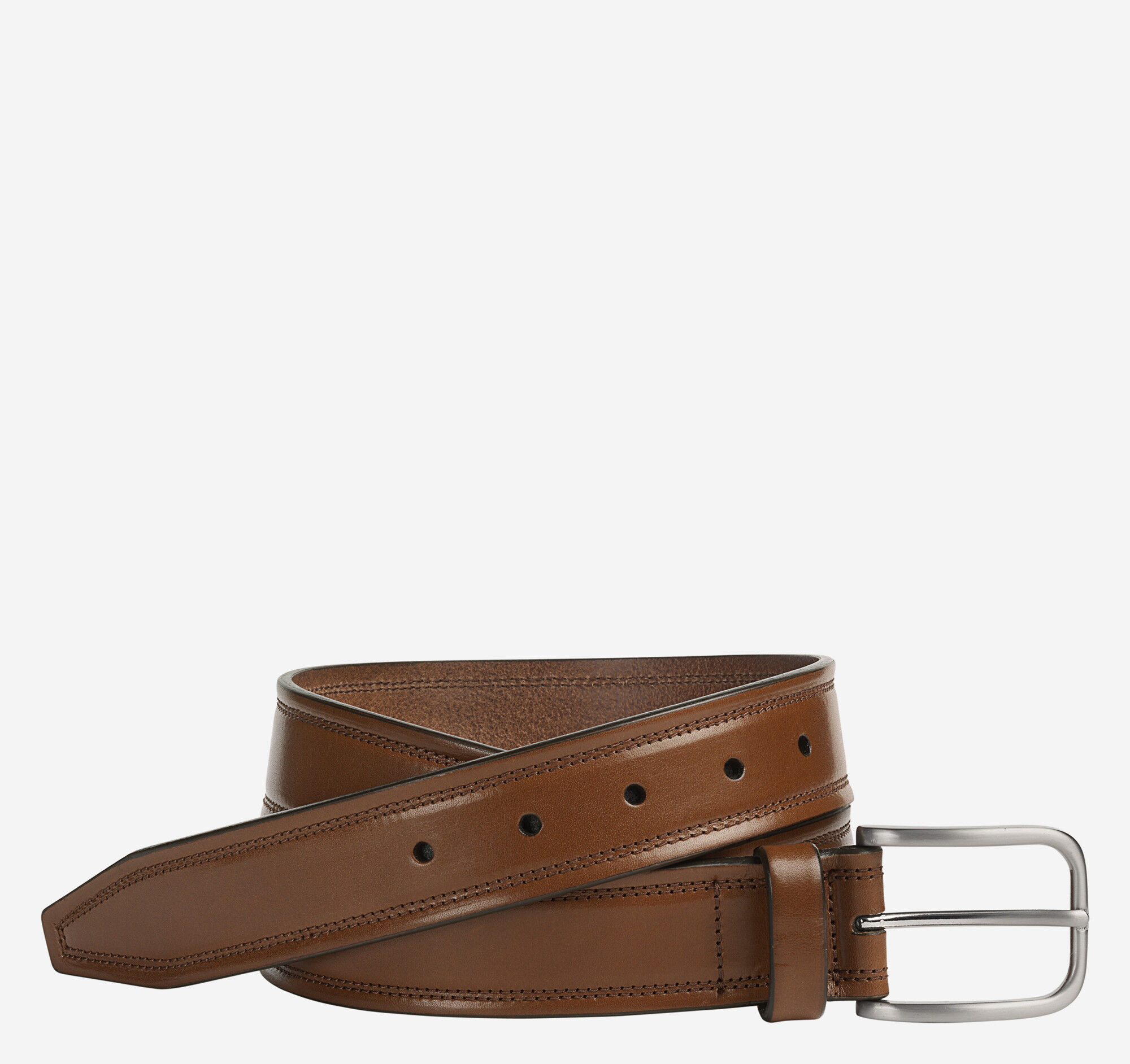 Men's Double Self-Stitch Belt in Brown | Johnston & Murphy