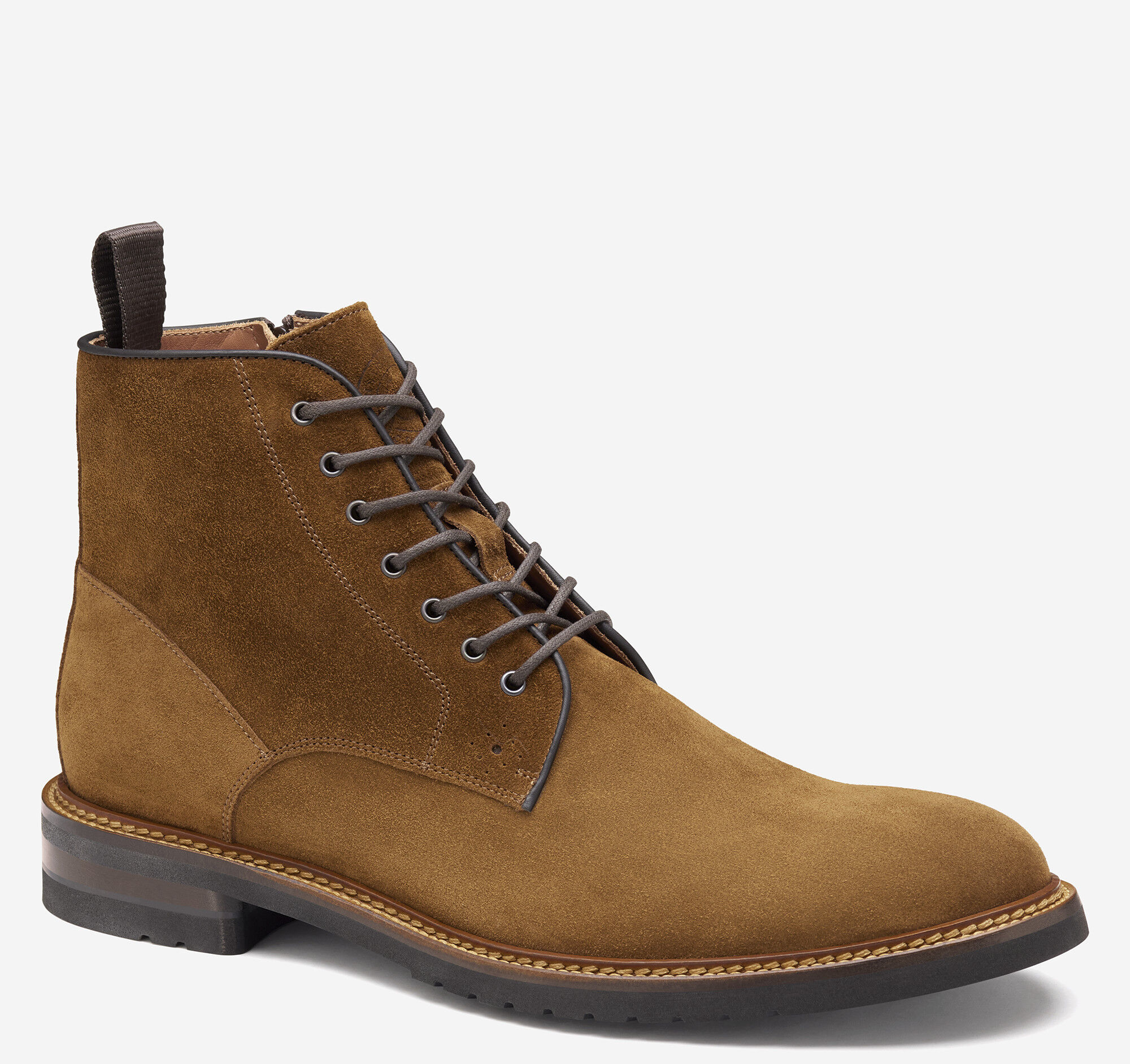 Men's Hartford Plain Toe Boot in Snuff Italian Suede | Johnston