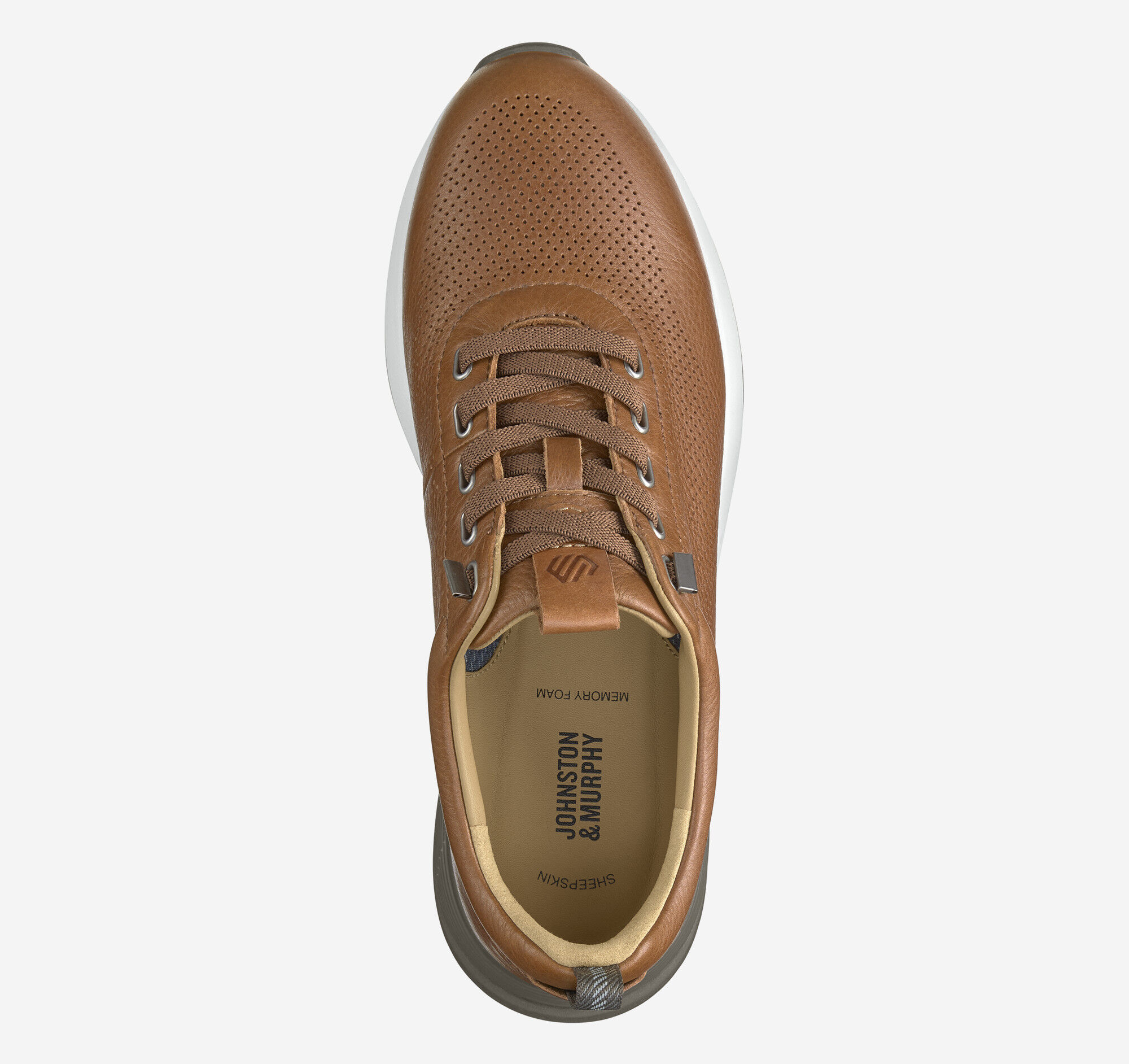 Men's Kinnon Perfed Jogger in Dark Tan Full Grain | Johnston & Murphy