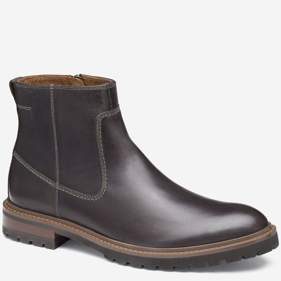 Men's Barrett Zip Boot in Charcoal Full Grain | Johnston & Murphy