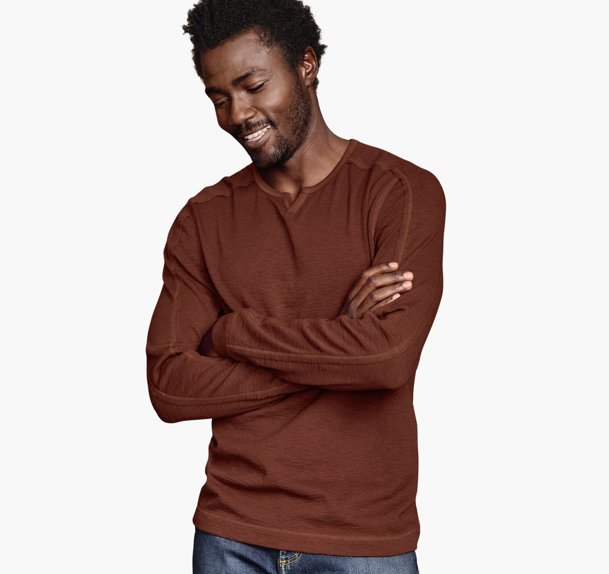 Men's Split-Neck Pullover in Orange | Johnston & Murphy