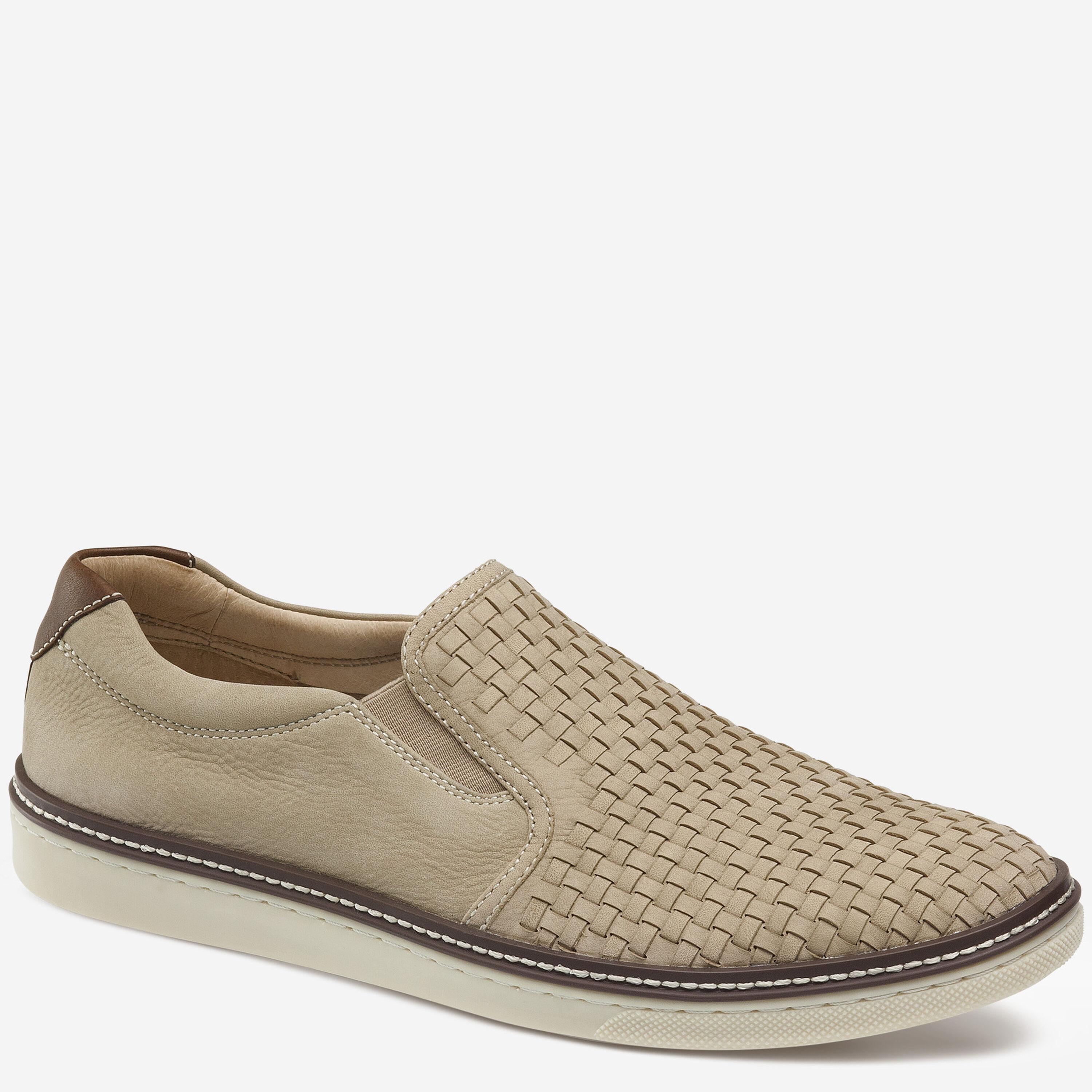Men's McGuffey Woven Slip-On in Beige Tumbled Nubuck | Johnston & Murphy