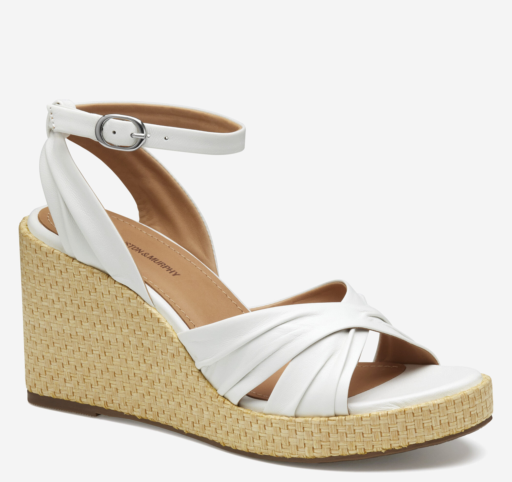 Women's Marcia Cross-Band Sandal in White Glove Leather | Johnston