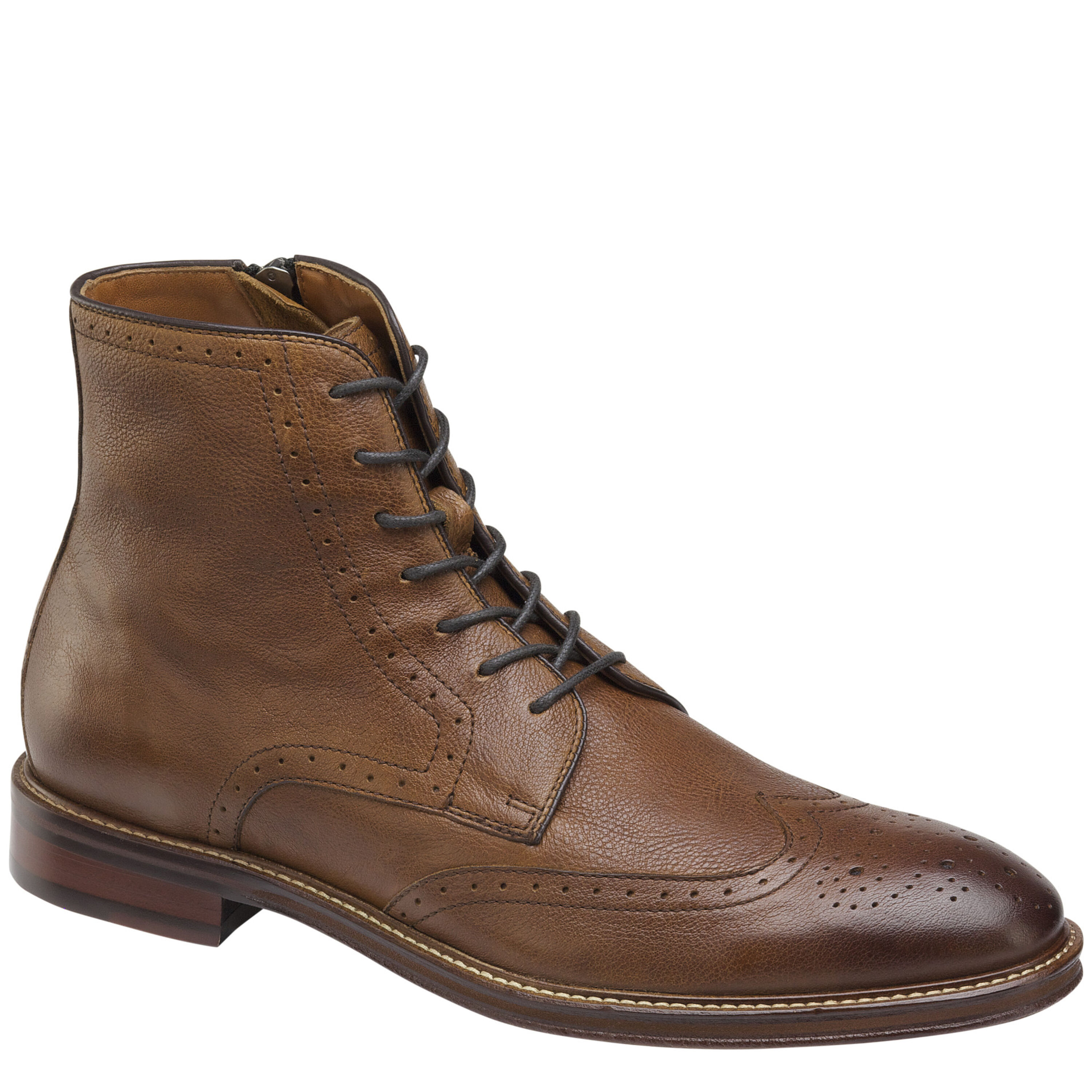Men's Warner Wingtip Boot in Dark Tan Full Grain | Johnston & Murphy