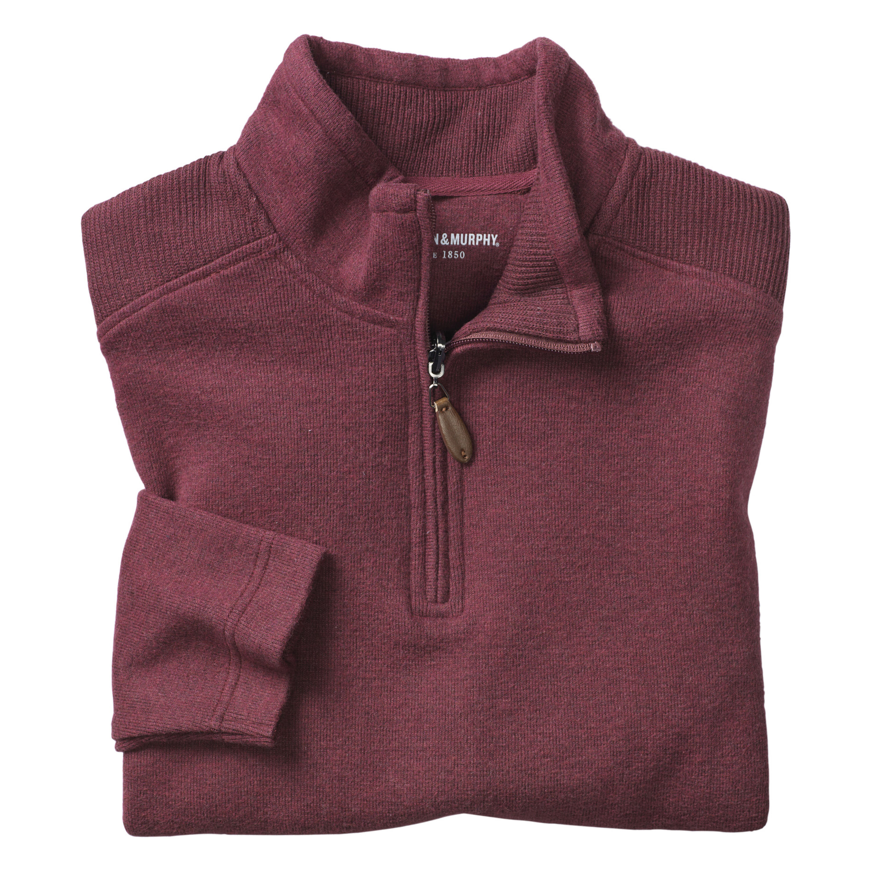 Men's Ribbed Quarter-Zip in Dark Red | Johnston & Murphy