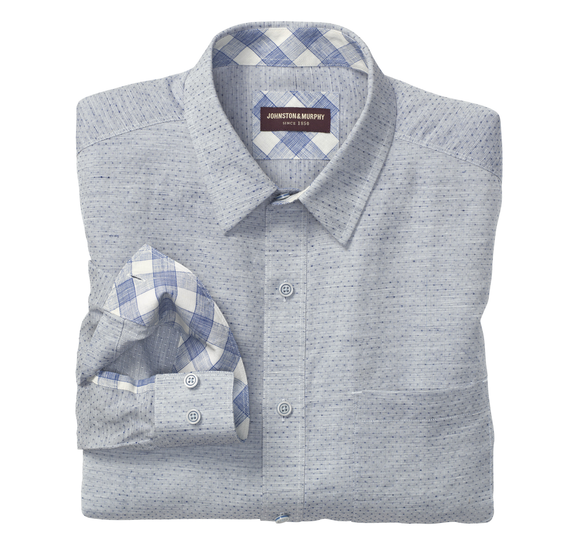 Mini Dot Print Washed Linen Shirt