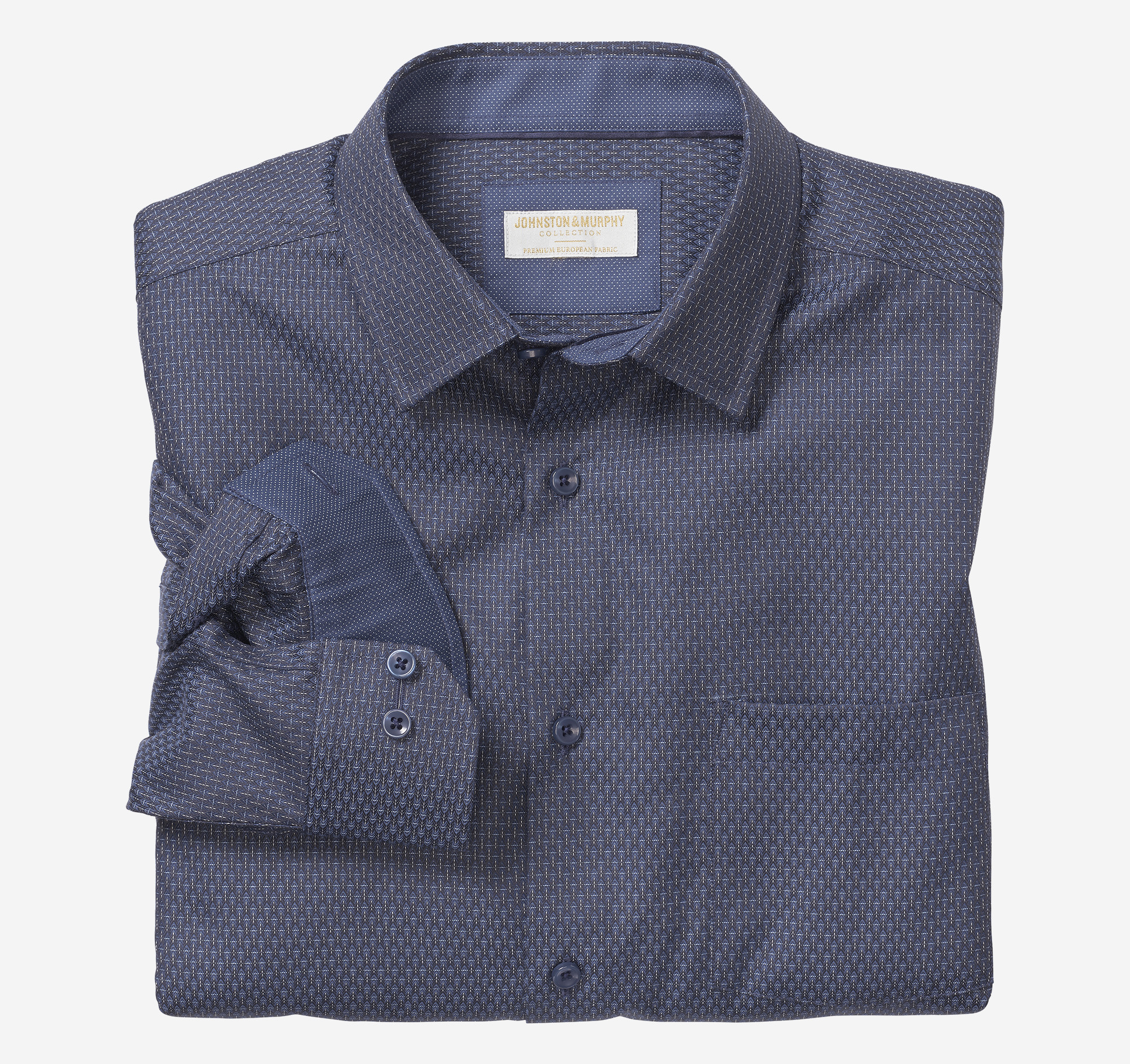 Men's Collection European Dress Shirt in Navy Arrow Dash | Johnston ...