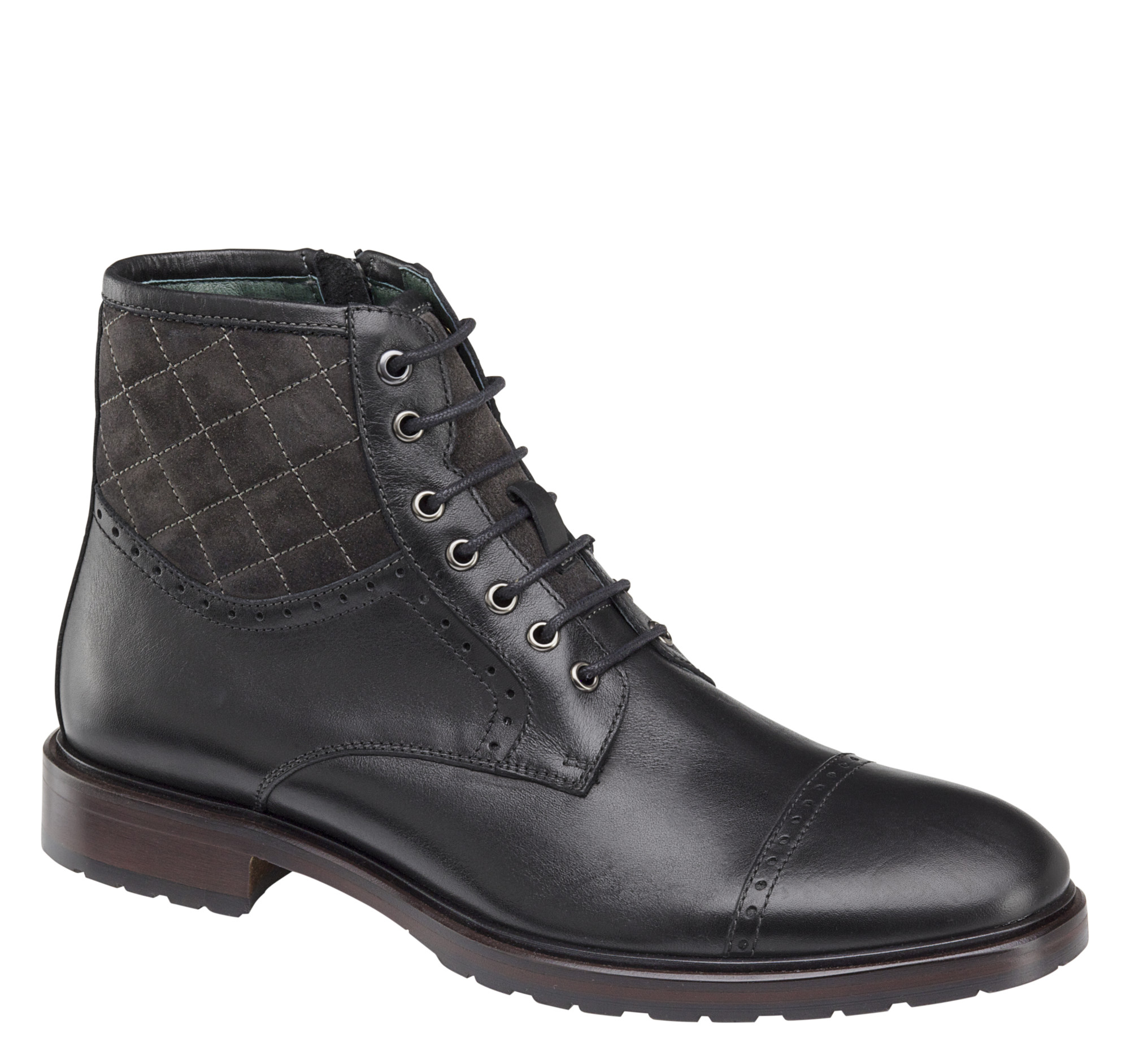 Men's Myles Cap Toe Boot in Black Calfskin | Johnston & Murphy
