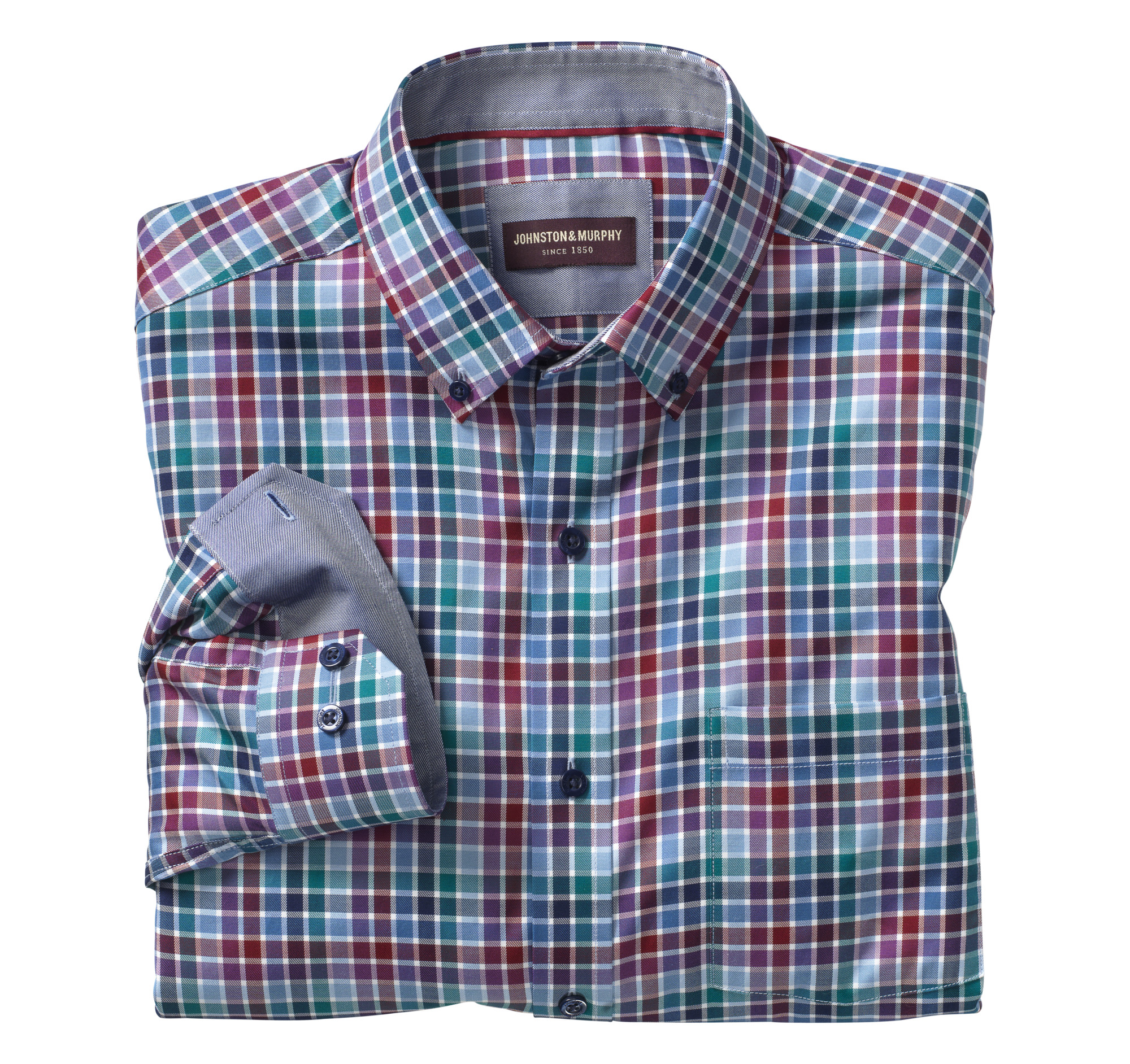 Multi-Color Twill Check Button-Down Collar Shirt