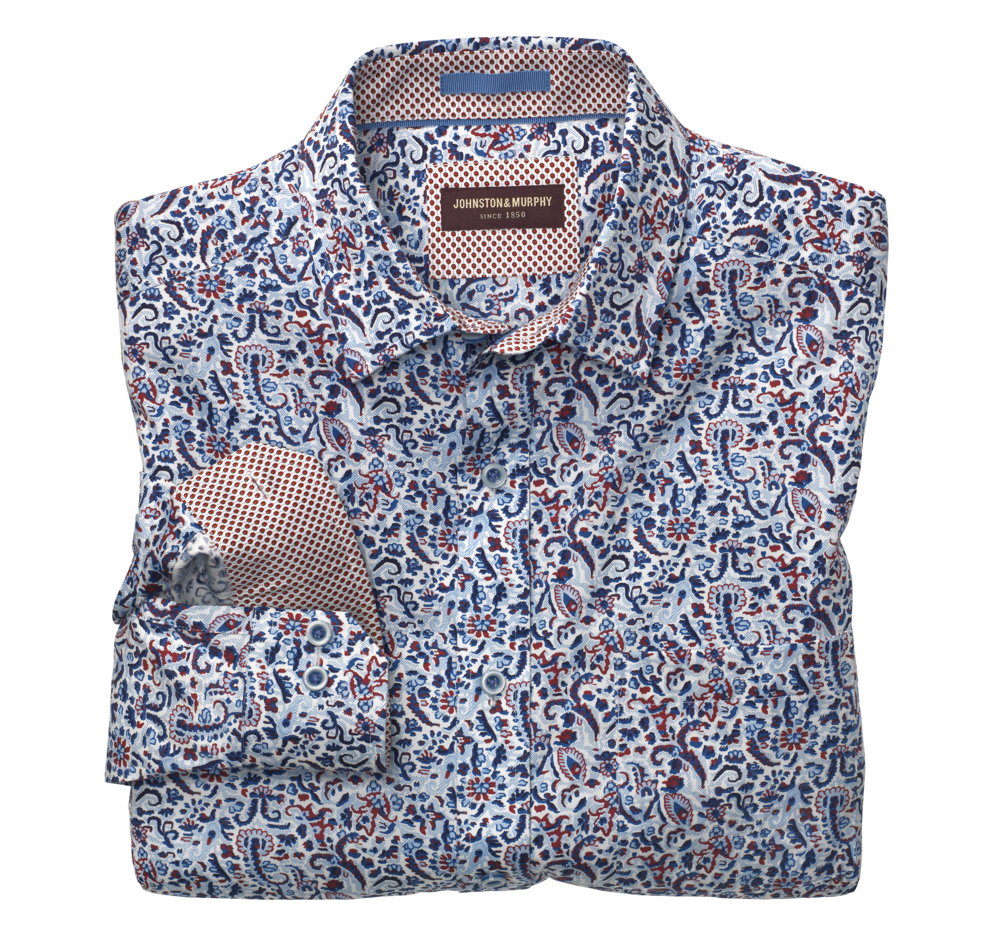 Men's Tapestry Print Shirt in Blue/Red | Johnston & Murphy