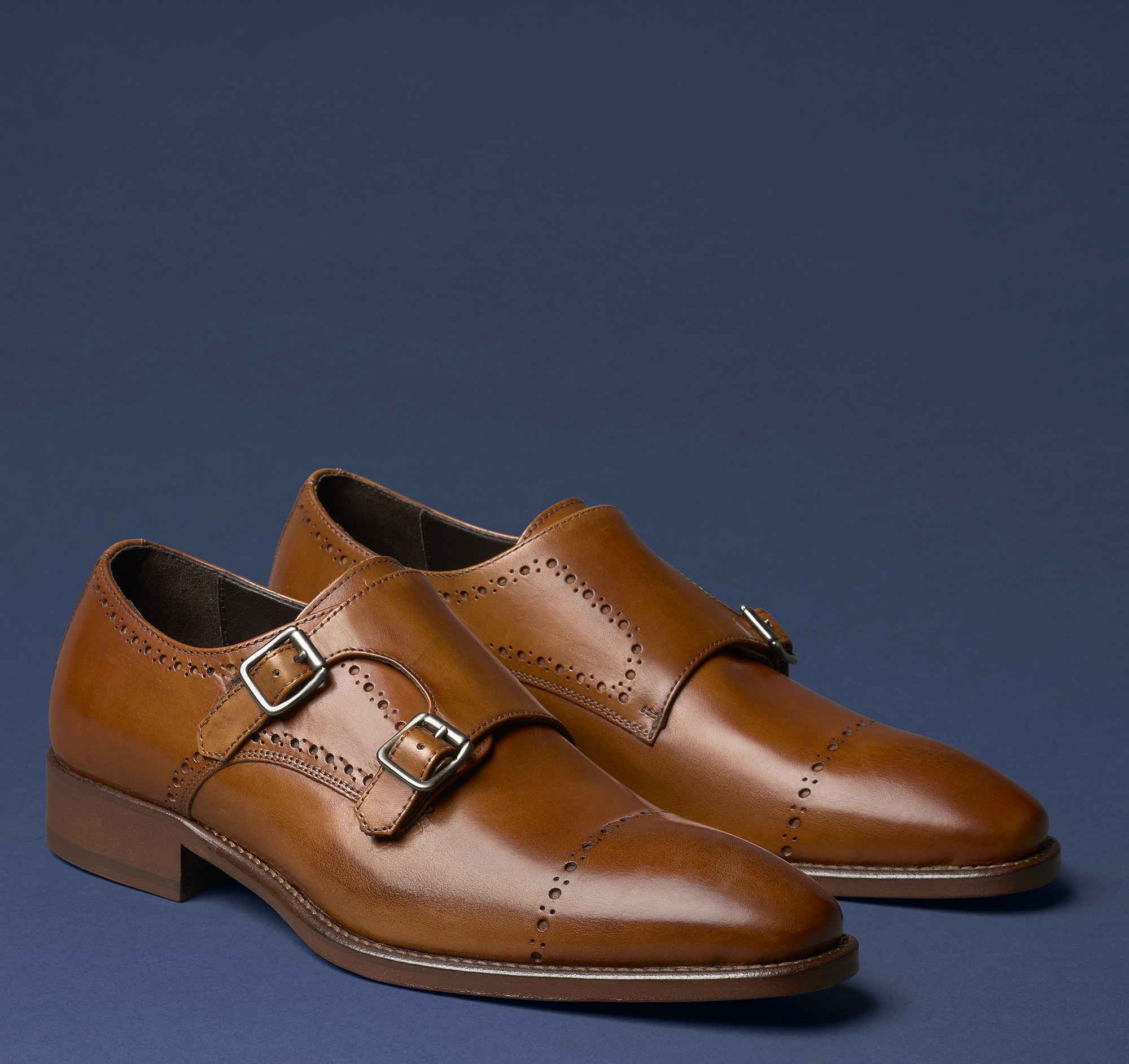Reece Cap Toe Double Buckle Monk Strap