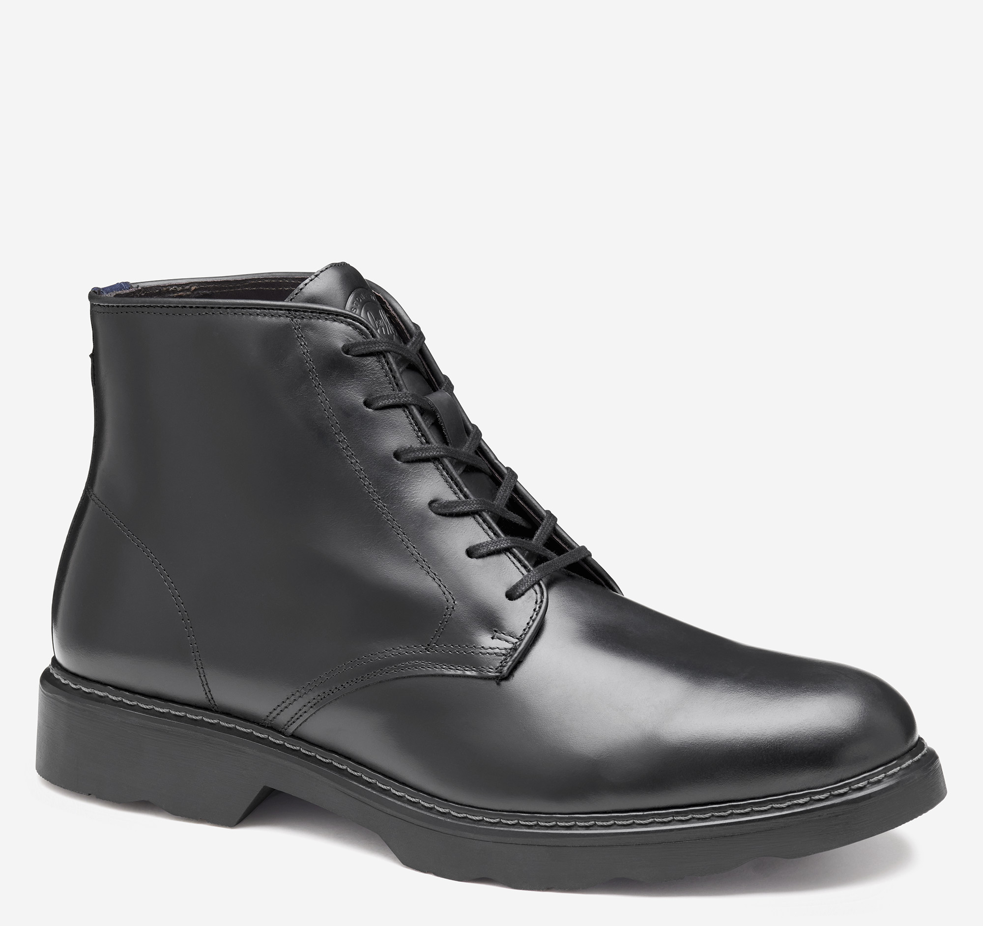 Men's Huxley Plain Toe Derby Boot in Black European Calfskin | Johnston ...