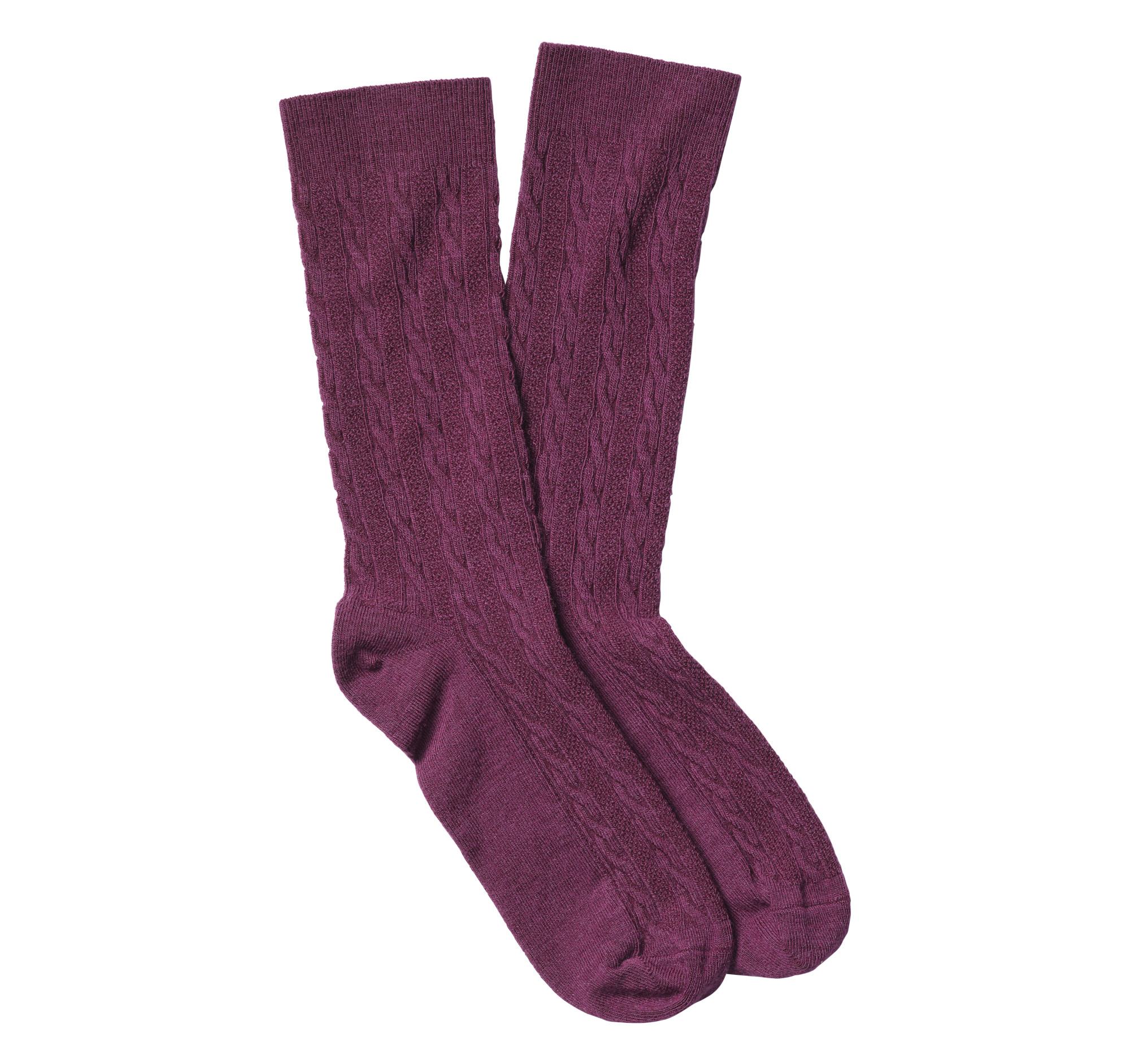 Solid Cable Crew Socks