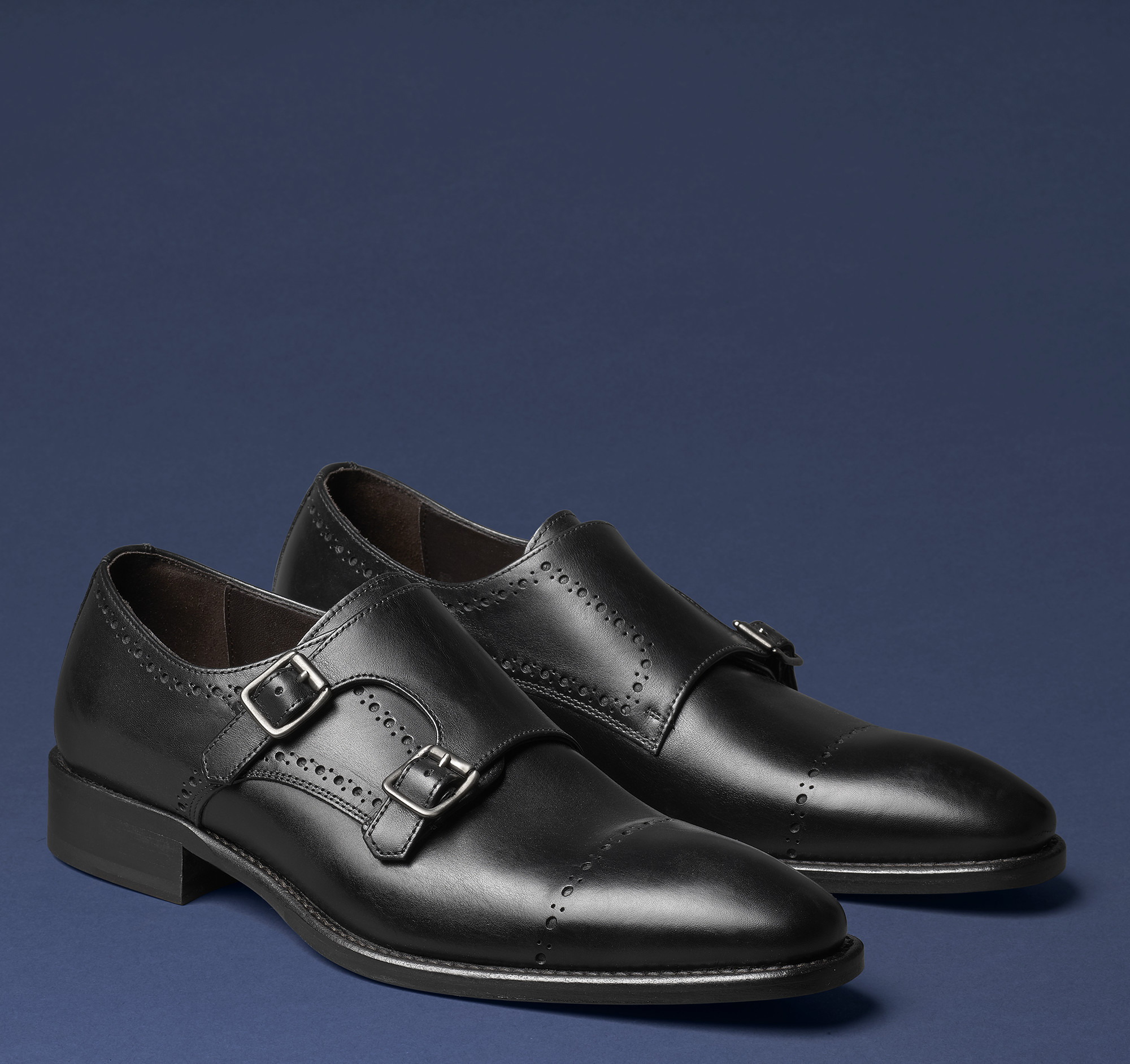 Reece Cap Toe Double Buckle Monk Strap