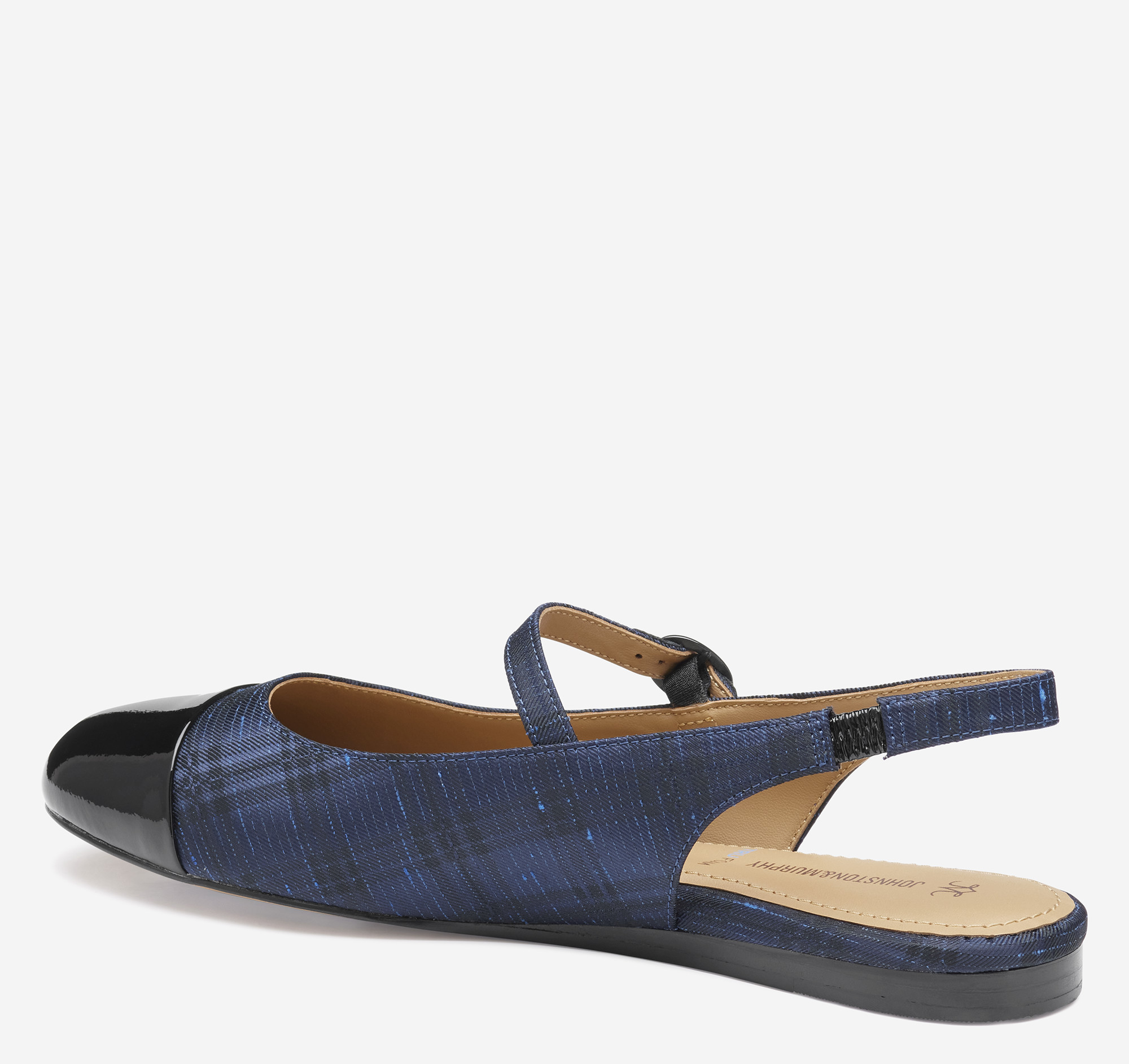 Women's Claire Mary Jane Slingback in Navy Italian Plaid Fabric/Black ...