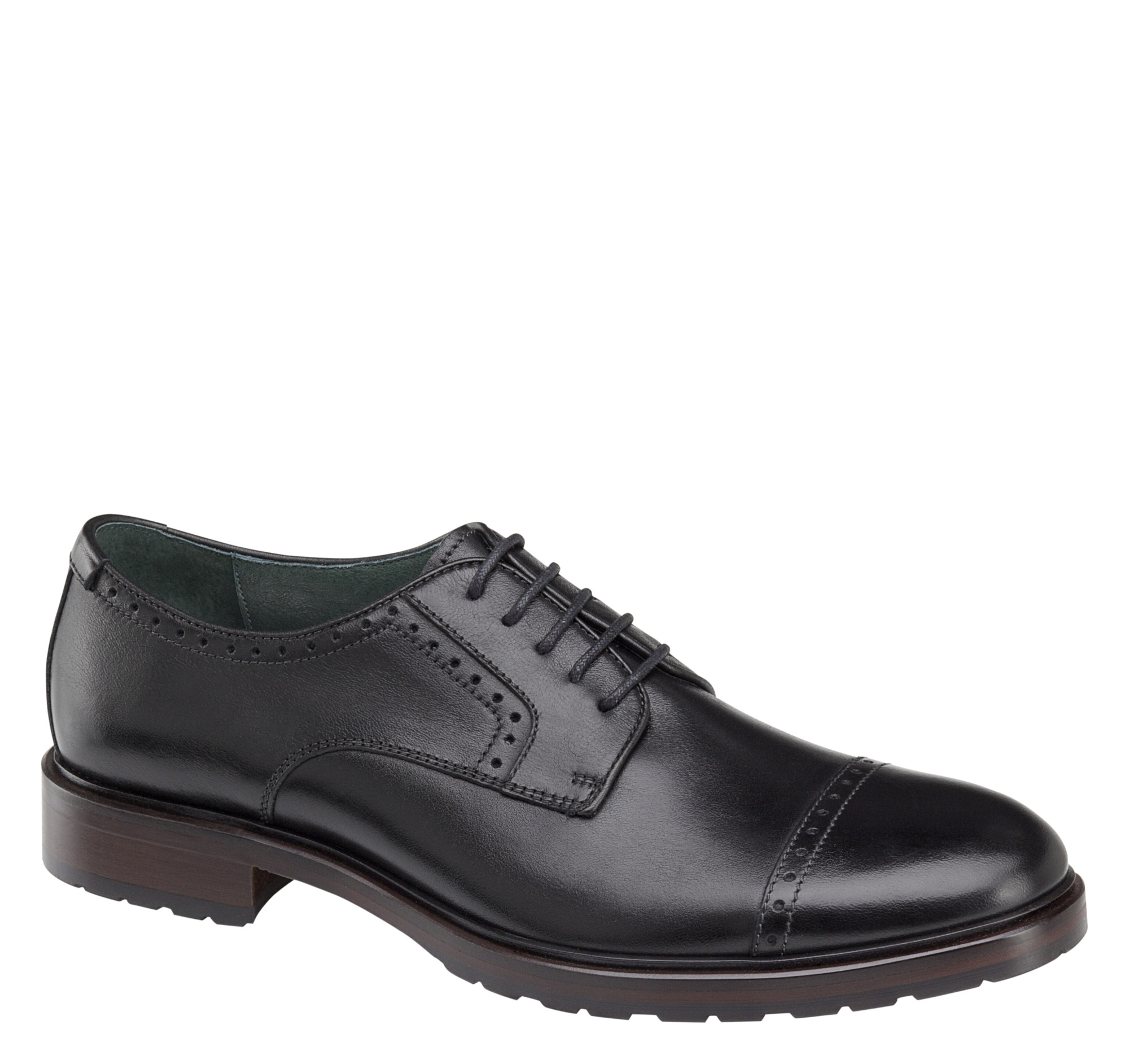 Men's Myles Cap Toe in Black Calfskin | Johnston & Murphy
