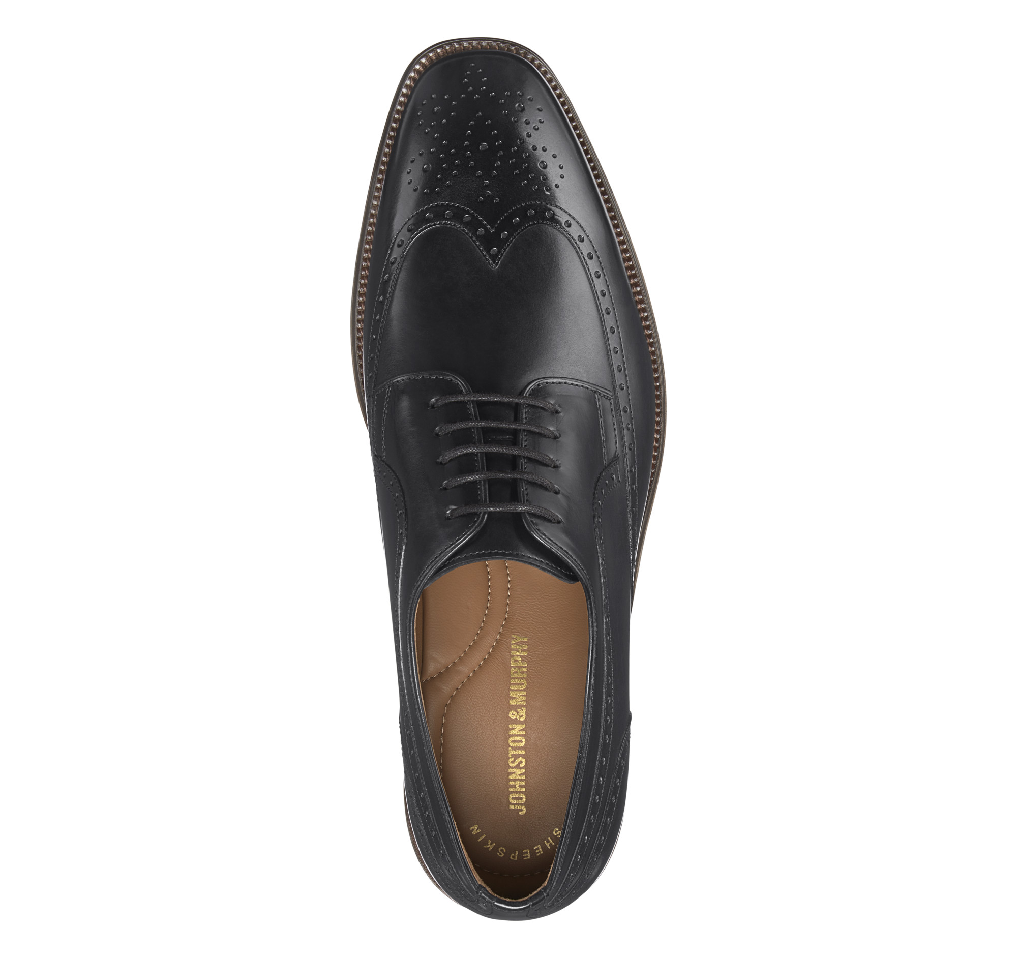 Men's Boydstun Wingtip in Black Italian Calfskin | Johnston & Murphy