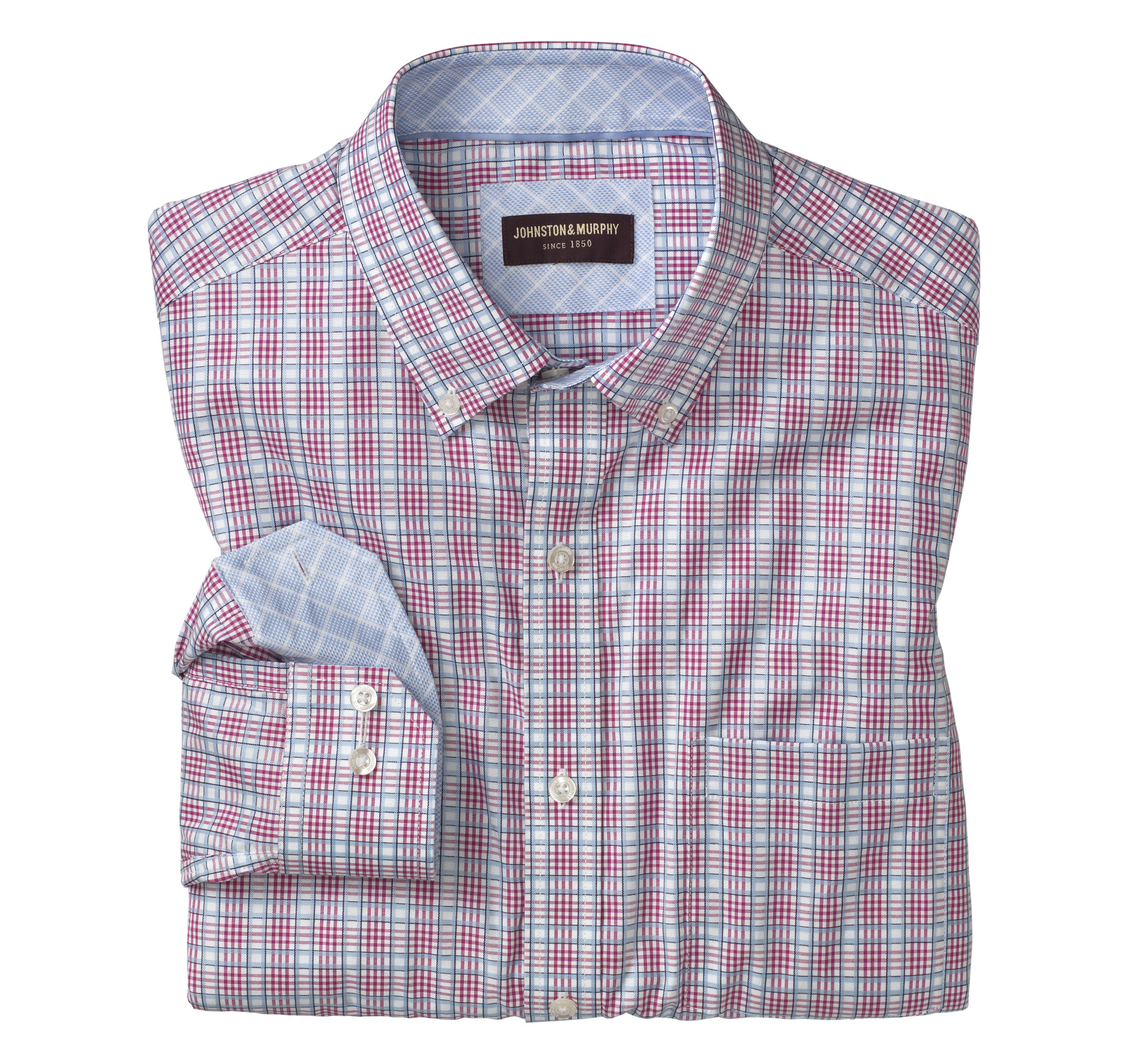 Triple Line Check Button-Down Collar Shirt