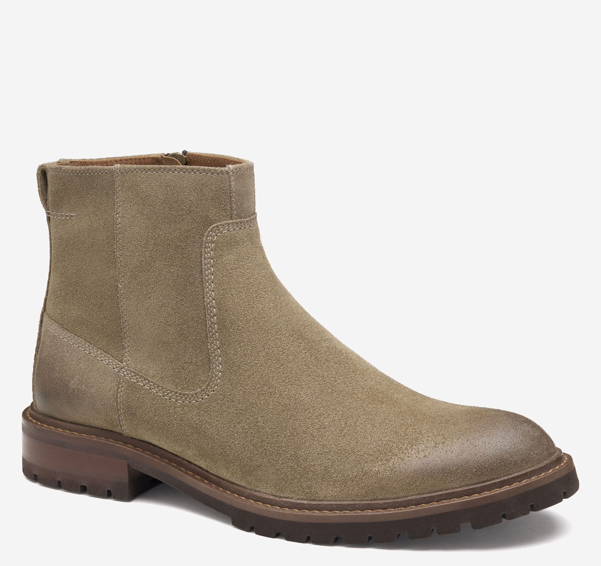 Men's Barrett Zip Boot in Dark Taupe Suede | Johnston & Murphy